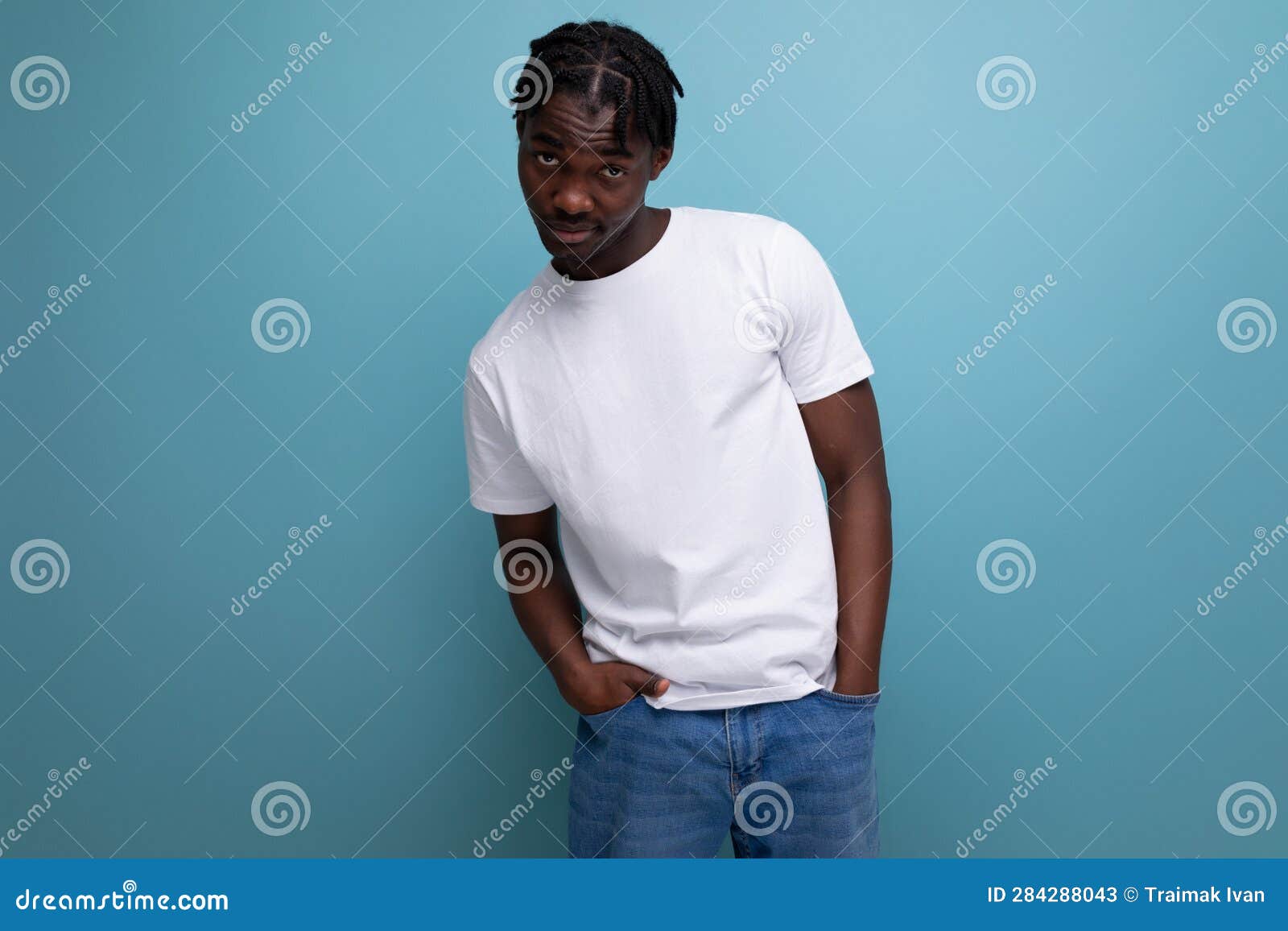White T-shirt with Print Mockup Dressed for a Slender Man Stock Image ...