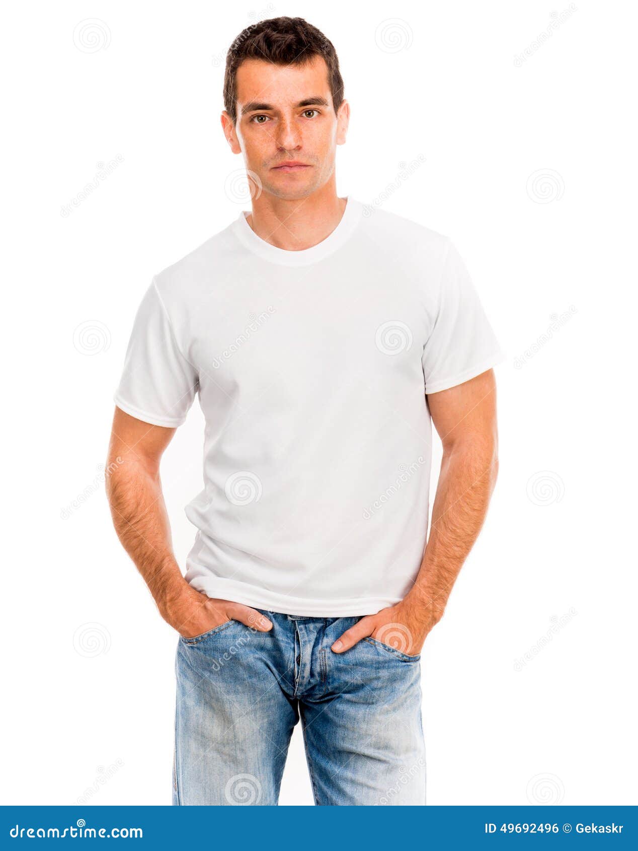 White T Shirt on a Young Man Stock Photo - Image of posing, background ...