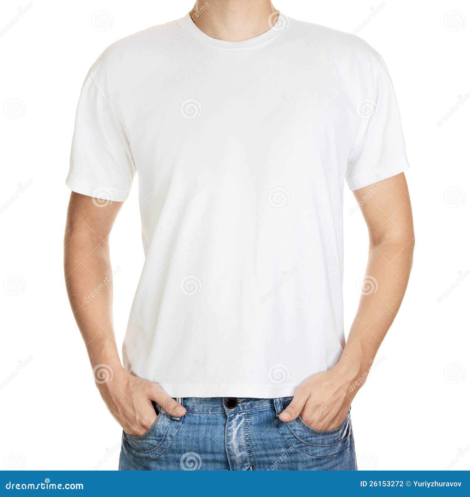 White T-shirt On A Young Man Template Isolated Stock Photography ...