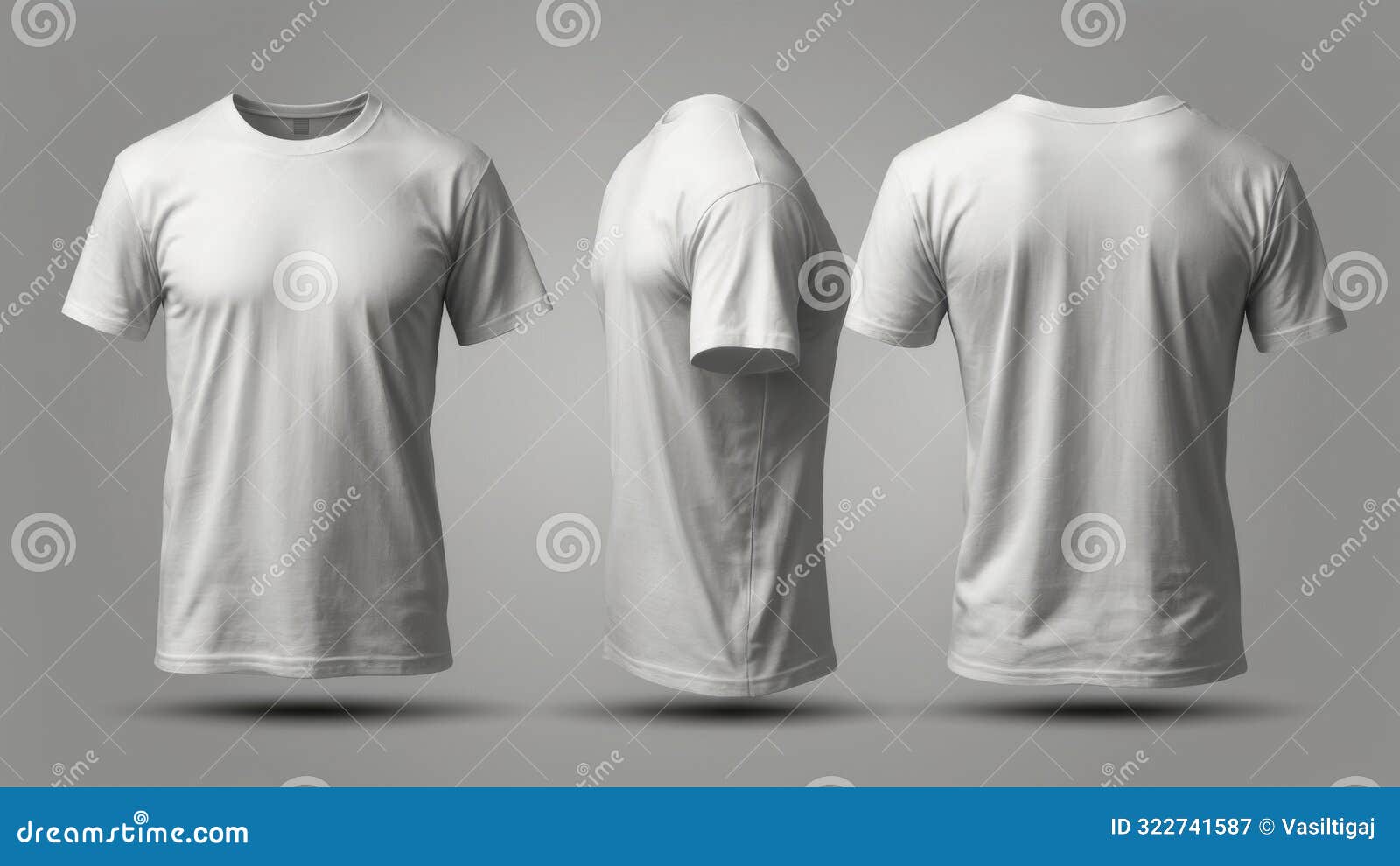 White T-Shirts Front, Side, and Back Views Stock Illustration ...
