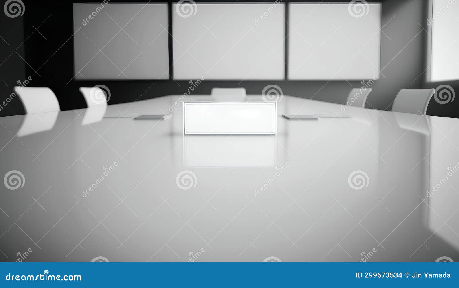 White Table and Chairs in a Conference Room. 3d Rendering Stock ...