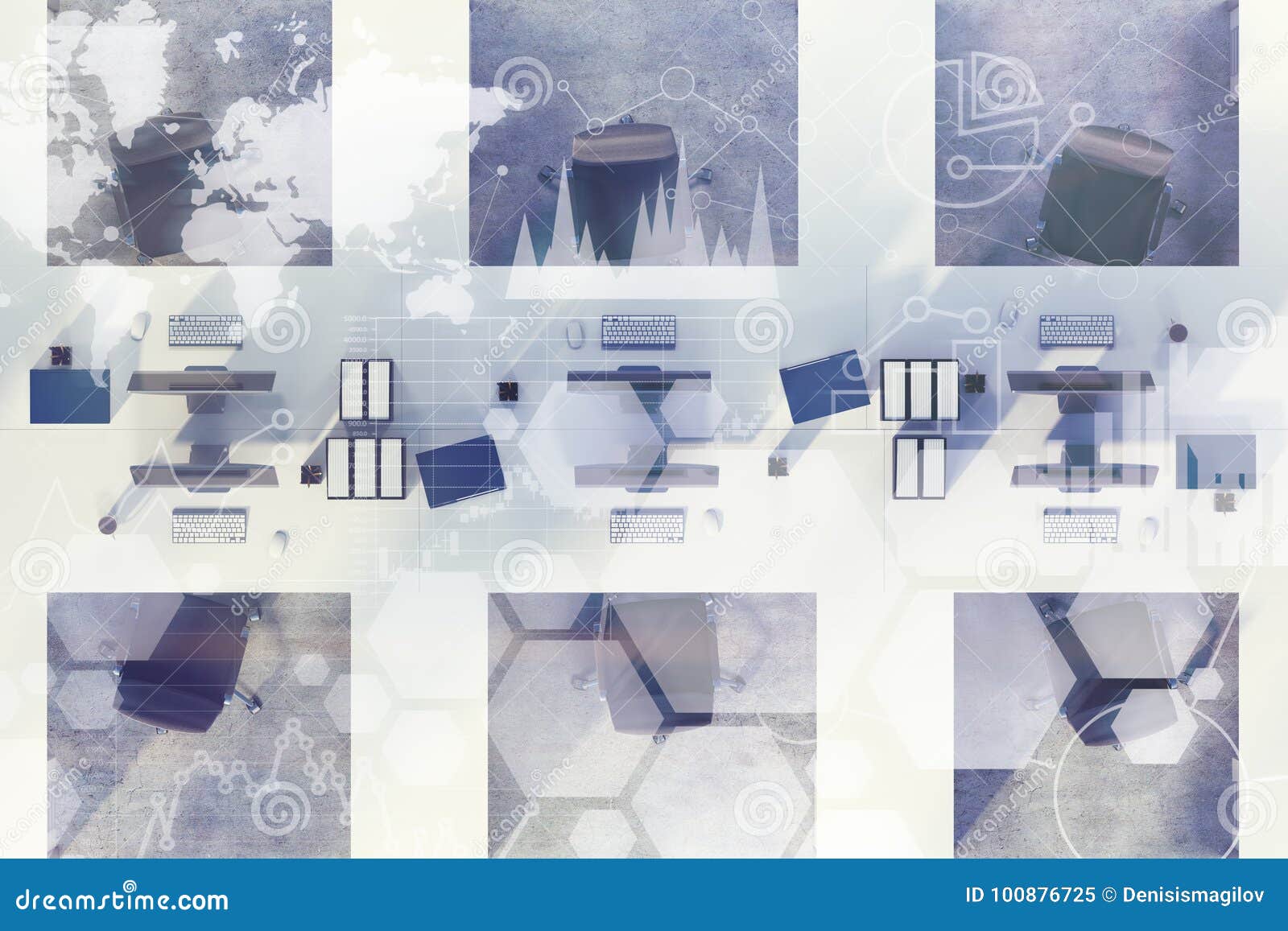 White Table Cubicles Office, Top View, Map Stock Illustration ...