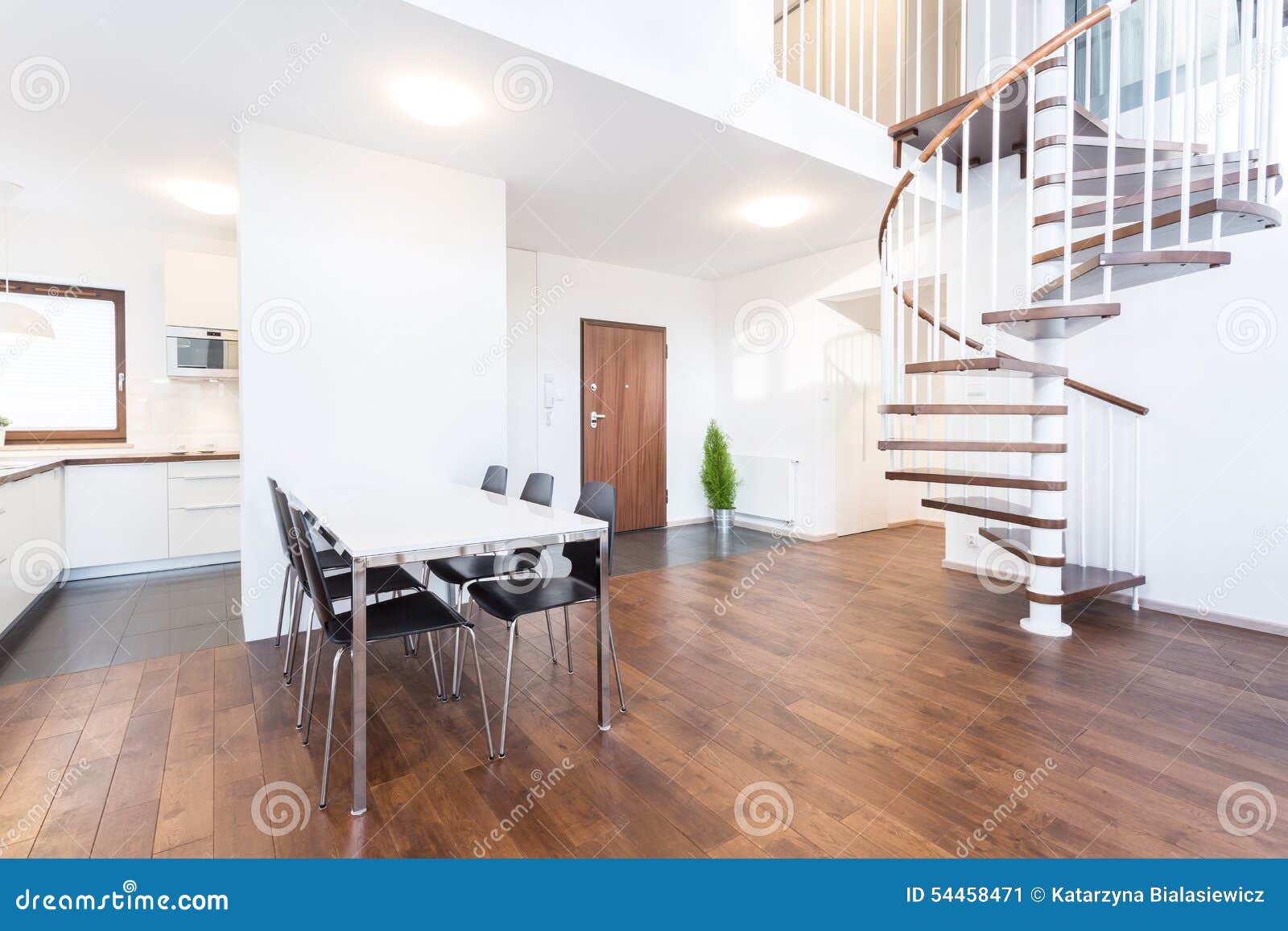 White Table in Dinning Room Stock Image - Image of loft, apartment ...