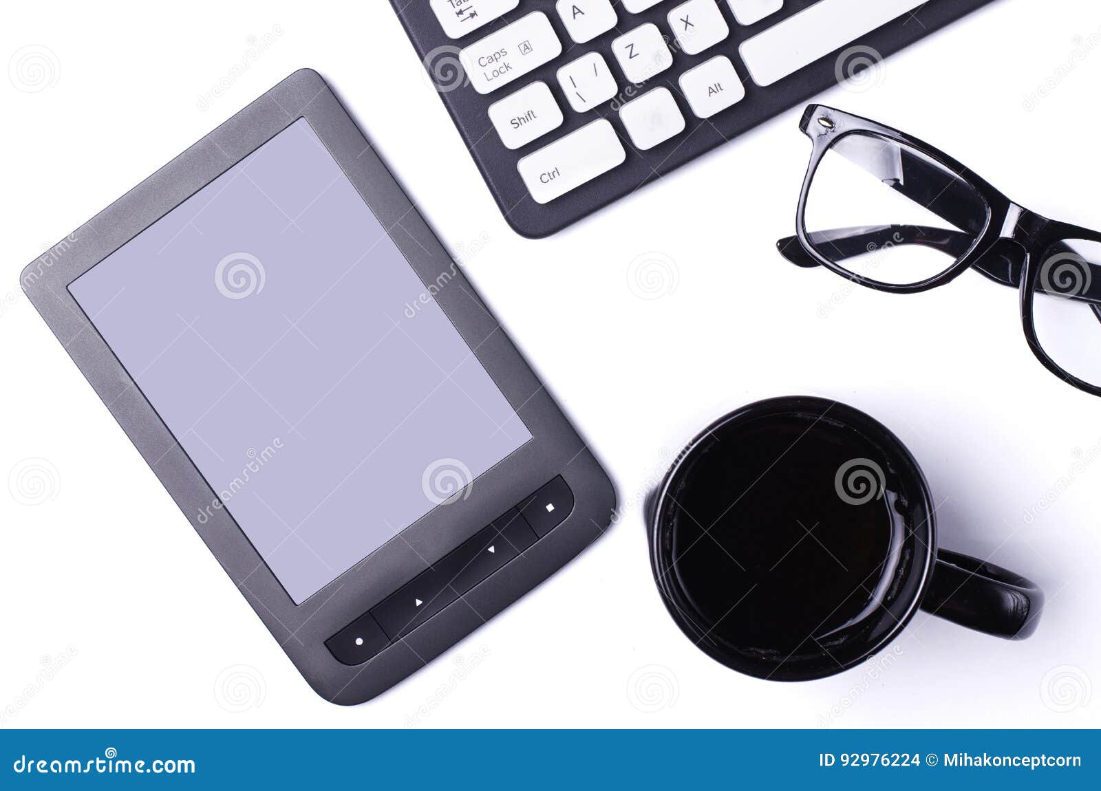 White Table with Gadgets: Keyboard, Tablet, Top View with Copy S Stock ...