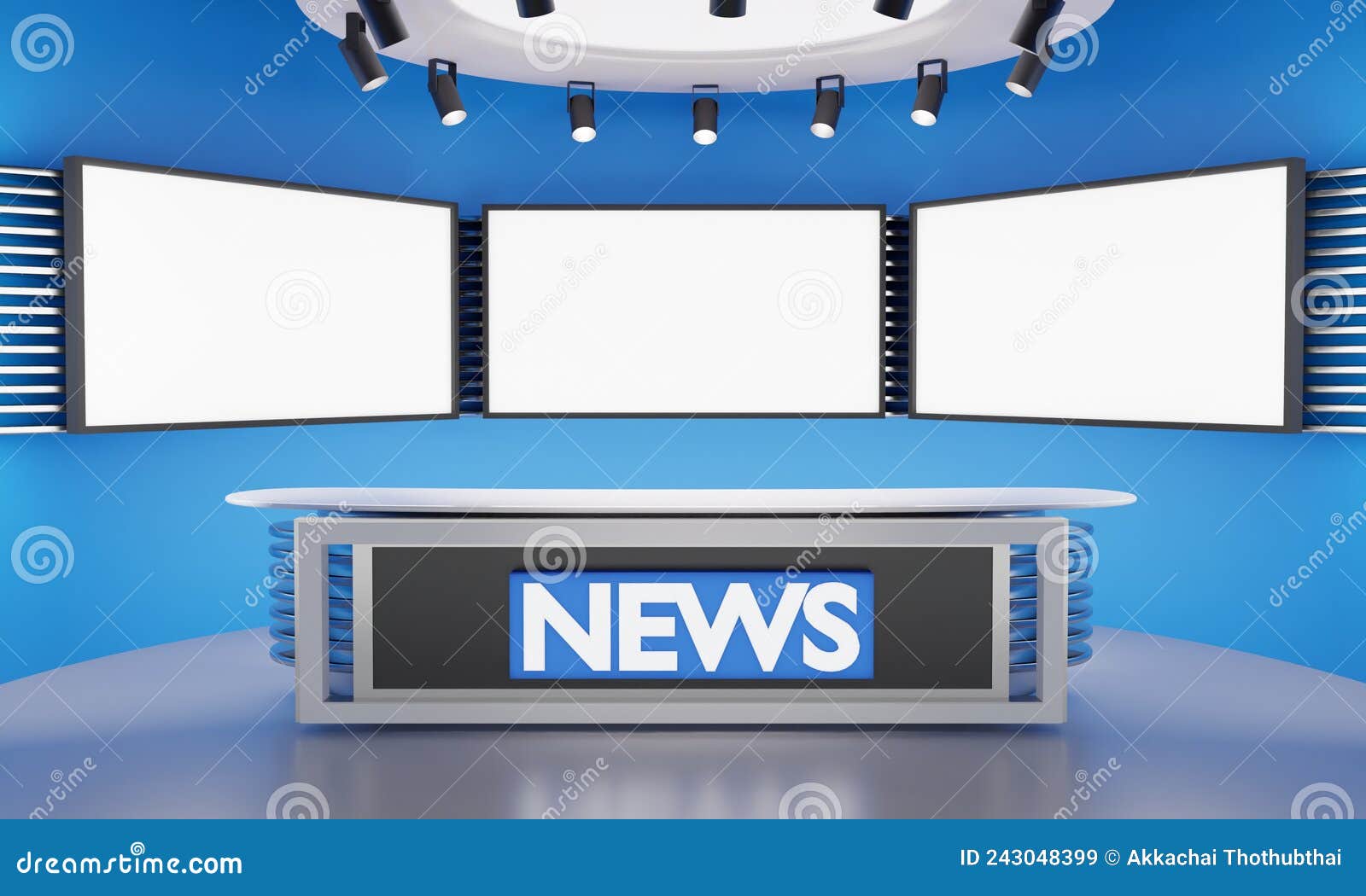 White Table and Lcd Background in a News Studio Room.3d Rendering Stock ...
