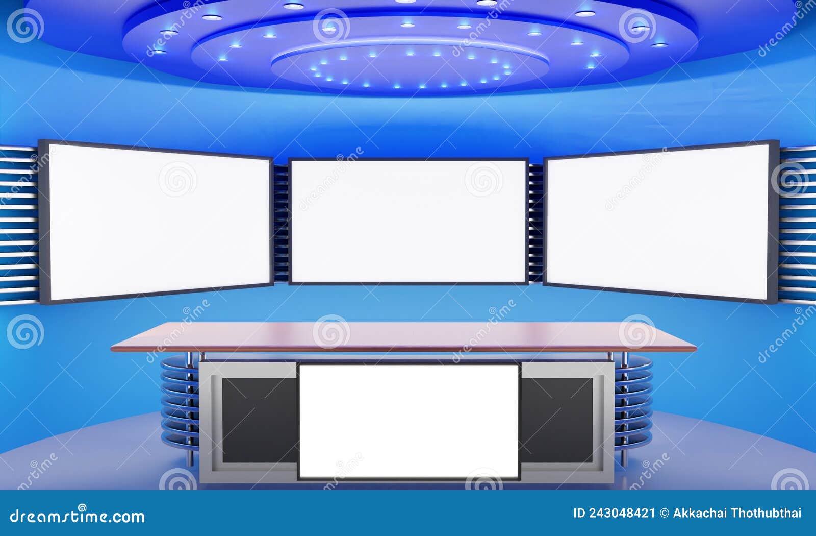 White Table and Lcd Background in a News Studio Room.3d Rendering Stock ...