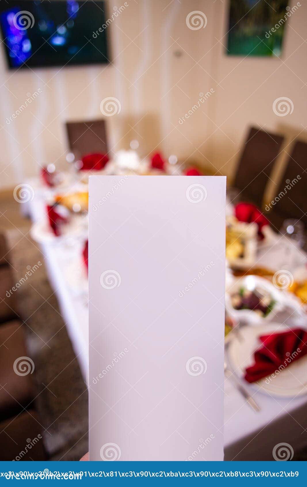 White Table Paper Plaques on the Table Cafe Stock Image - Image of ...