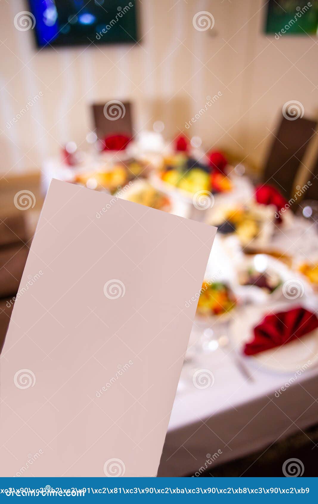 White Table Paper Plaques on the Table Cafe Stock Image - Image of ...