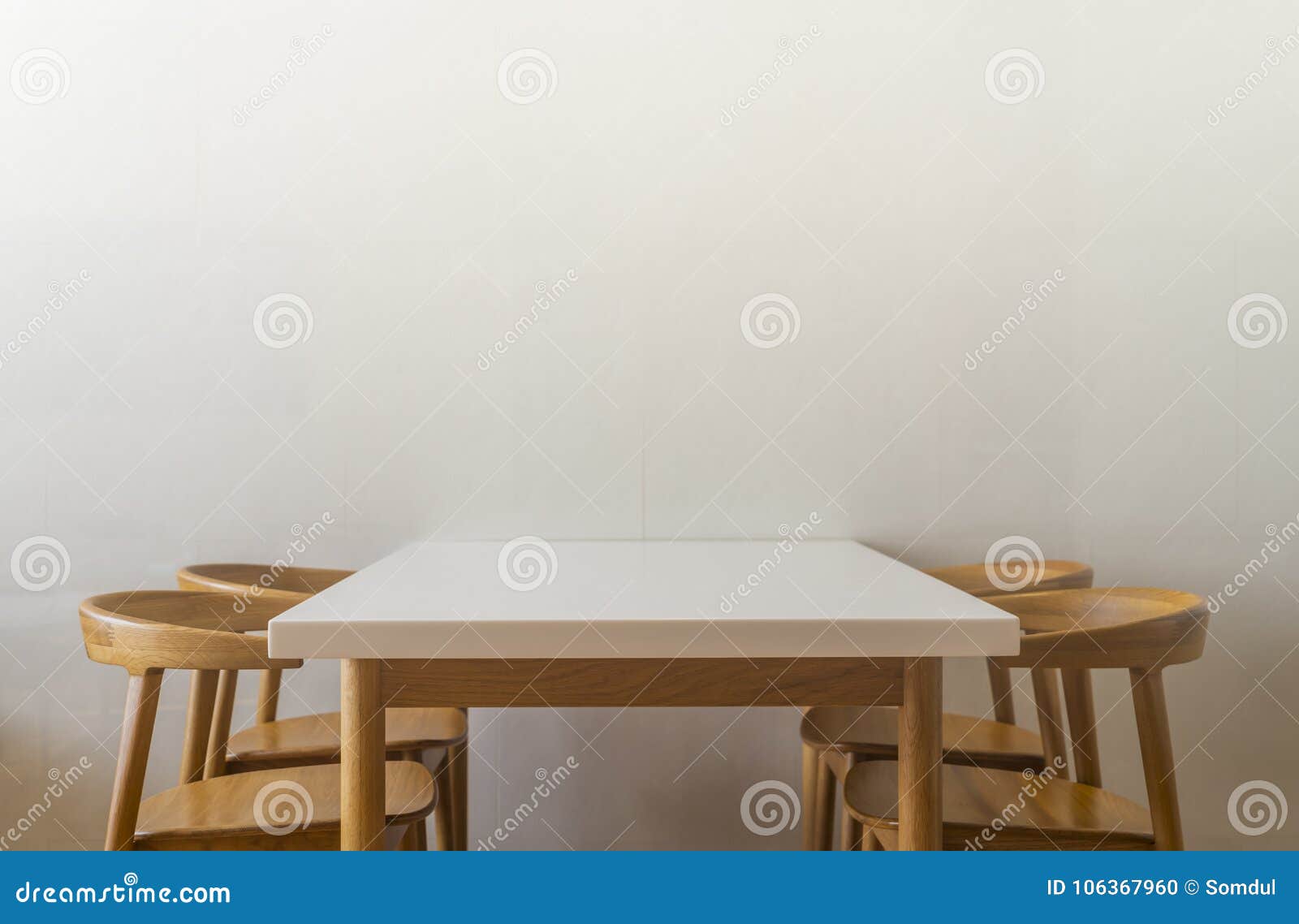 White Table in White Room and Empty Space Stock Photo - Image of floor ...