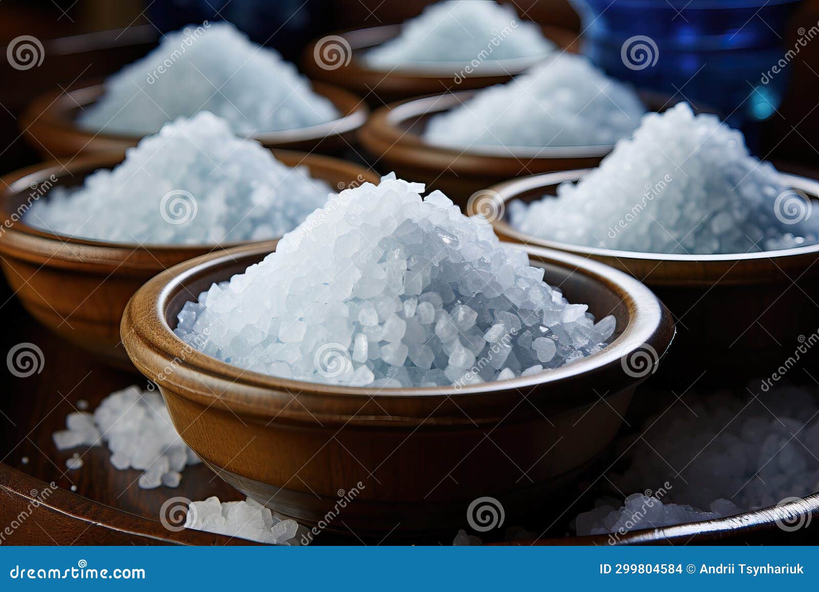 White Table Salt in Small Bowls, Ready for Consumption. Stock Photo ...