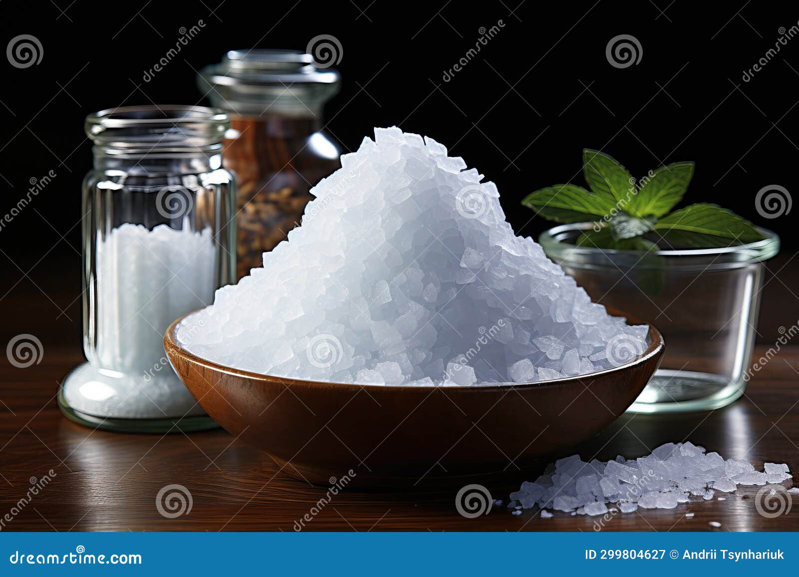 White Table Salt in Small Bowls, Ready for Consumption. Stock Image ...