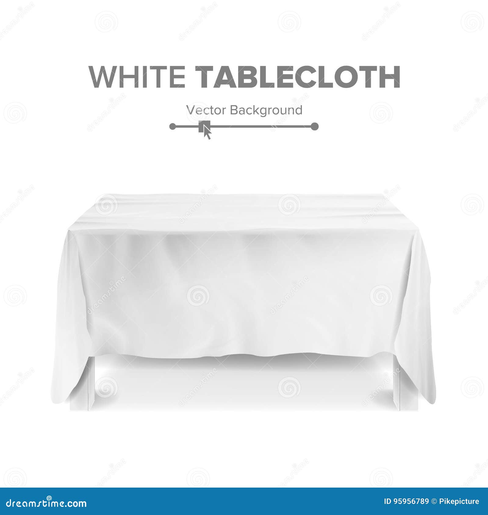 White Table with Tablecloth Vector. Empty 3D Rectangular Table Isolated. Illustration Stock ...