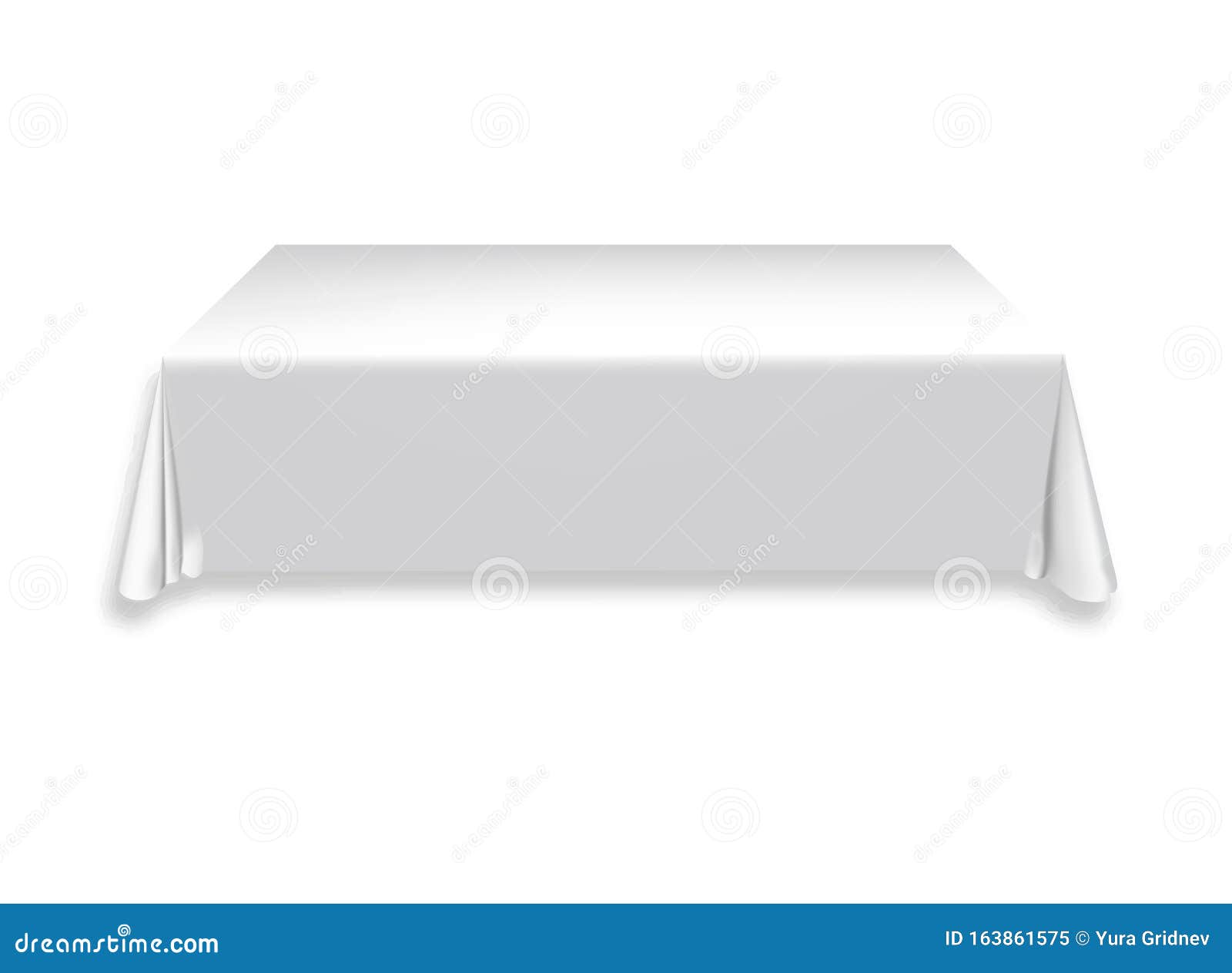 White Tablecloth on the Table Empty Mockup. Isolated Vector ...
