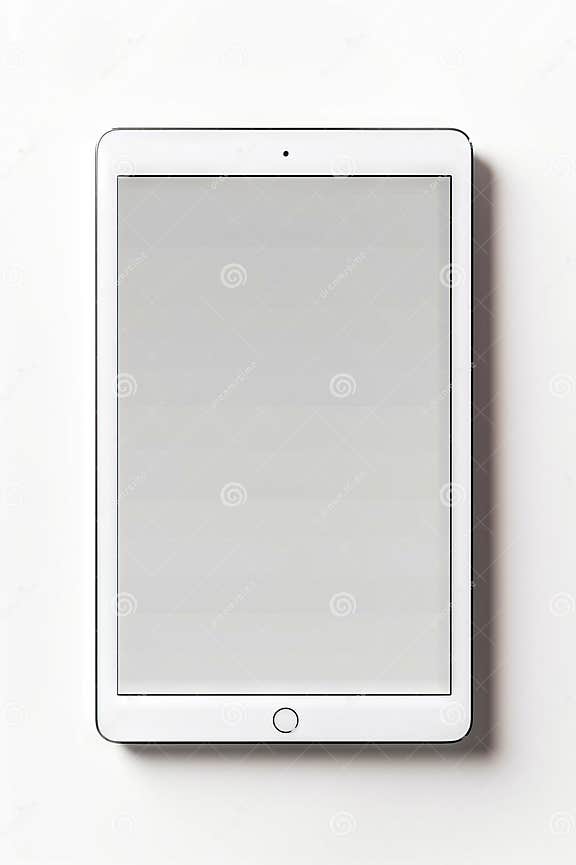 White Tablet with Blank Screen on White Surface with Clipping Edge ...