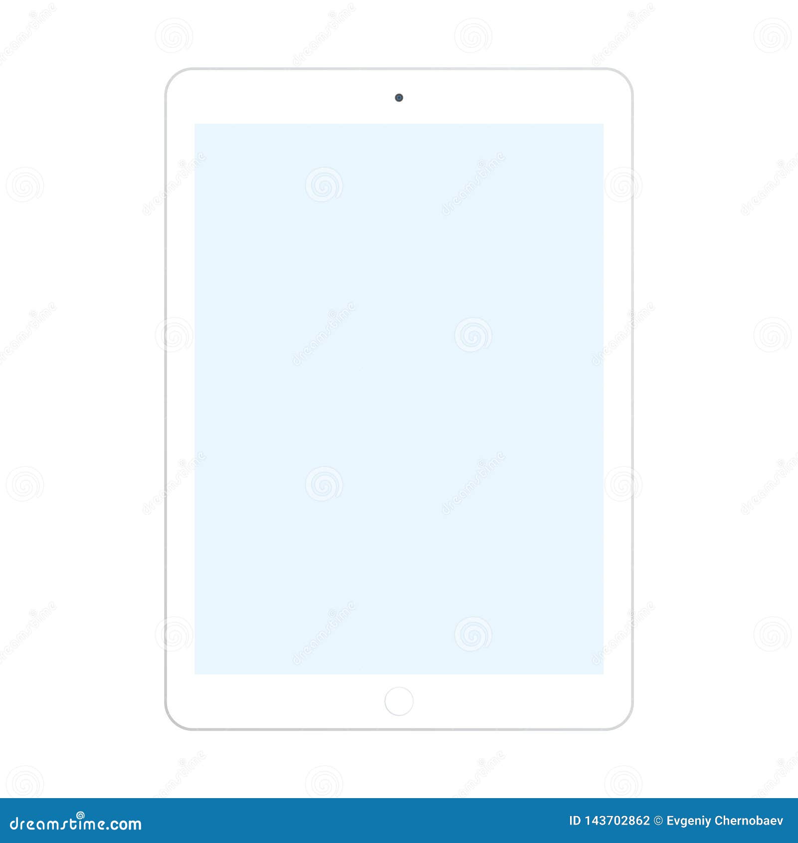 White Tablet with Blue Screen on White Background. Tablet Computer Icon ...