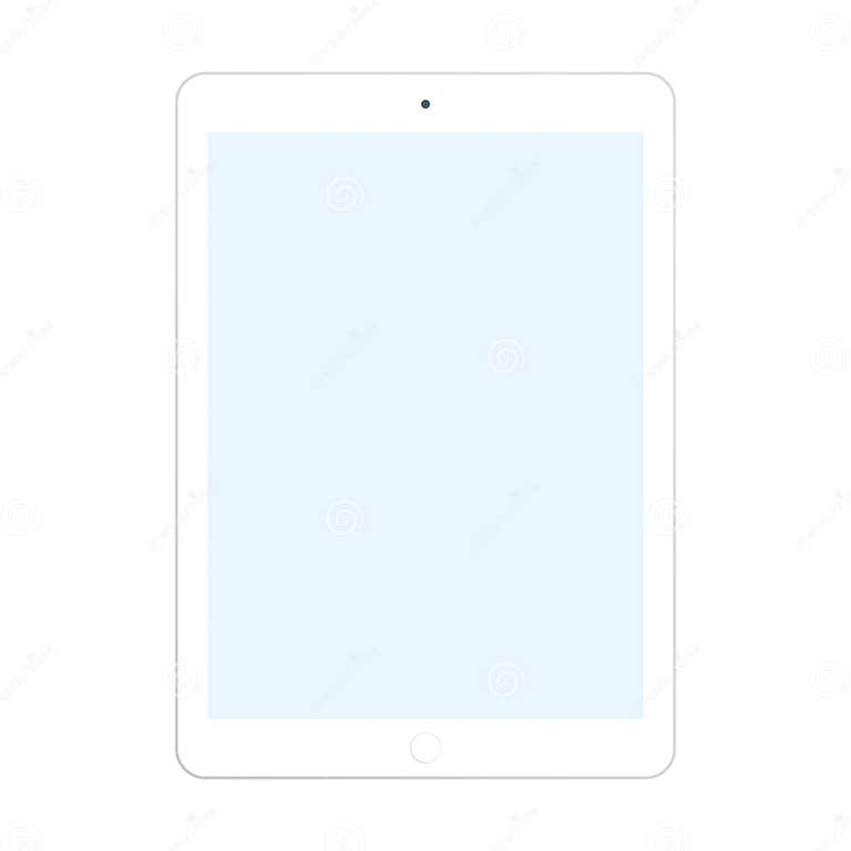 White Tablet with Blue Screen on White Background. Tablet Computer Icon ...