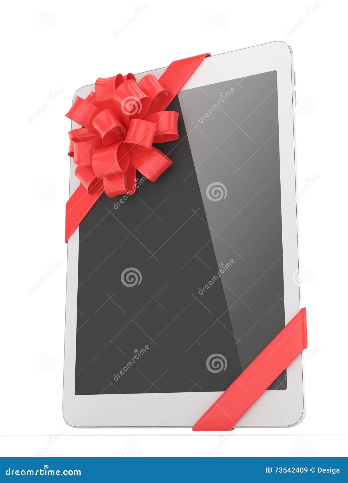 White Tablet with Bow. 3D Rendering. Stock Illustration - Illustration ...