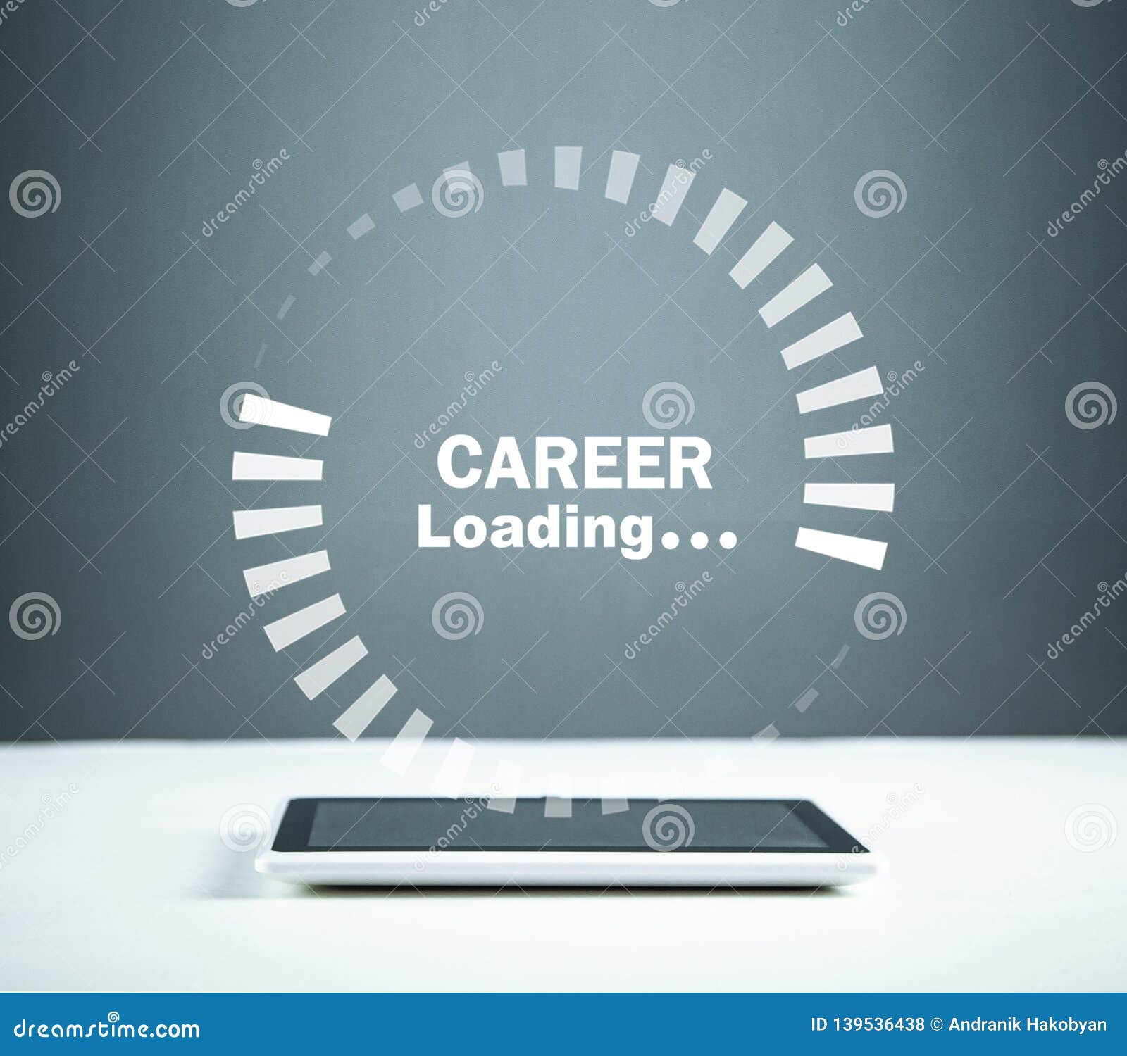 White Tablet with Career Loading Symbol Stock Photo - Image of loading ...