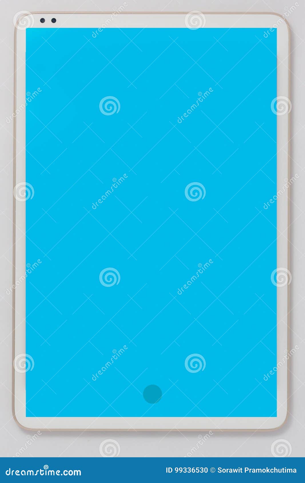 White Tablet Computer Blue Screen Stock Photo - Image of hitech, gadget ...