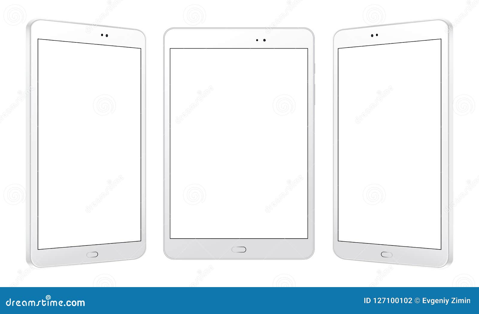 White Tablet Computers Mockups in Front and Side View Stock Vector ...