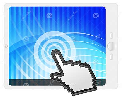 White Tablet with Hand Cursor Stock Vector - Illustration of electronic ...