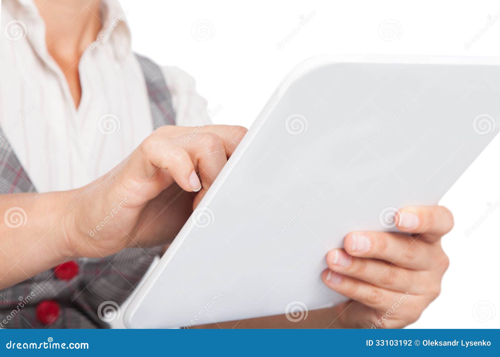 White tablet in the hands stock photo. Image of internet - 33103192