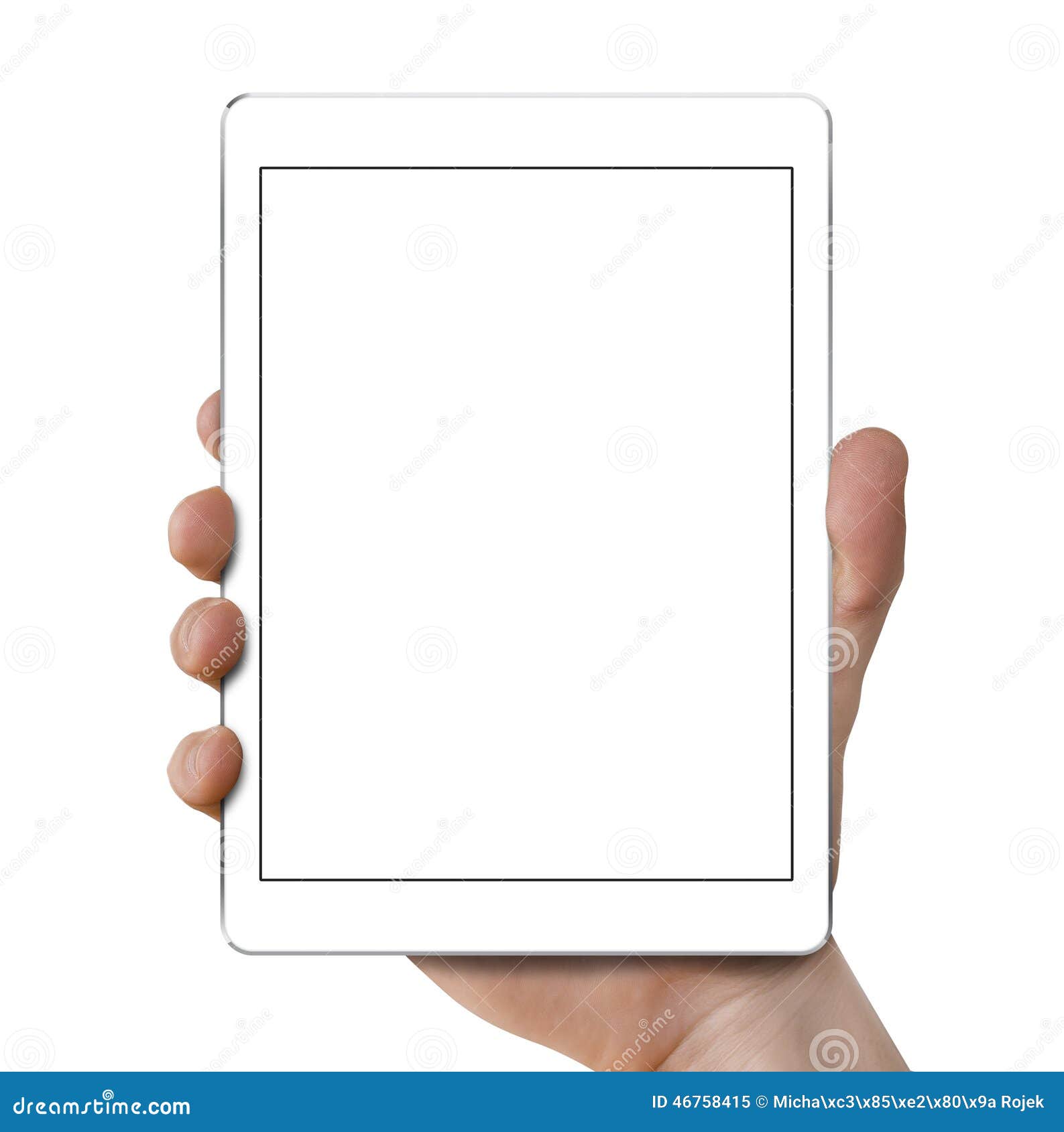 White Tablet in Man S Hand. Stock Image - Image of device, digital ...