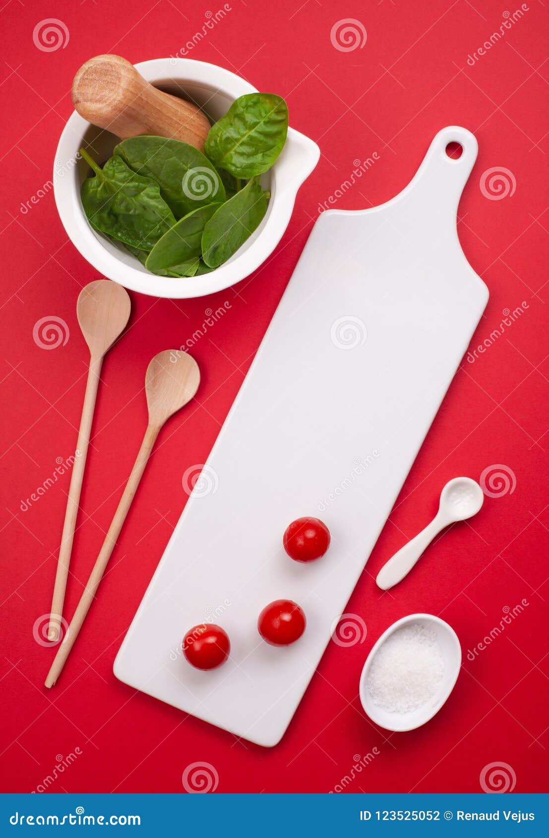 White Tableware and Kitchen Utensils Over the Reg Backgtound. Mo Stock ...