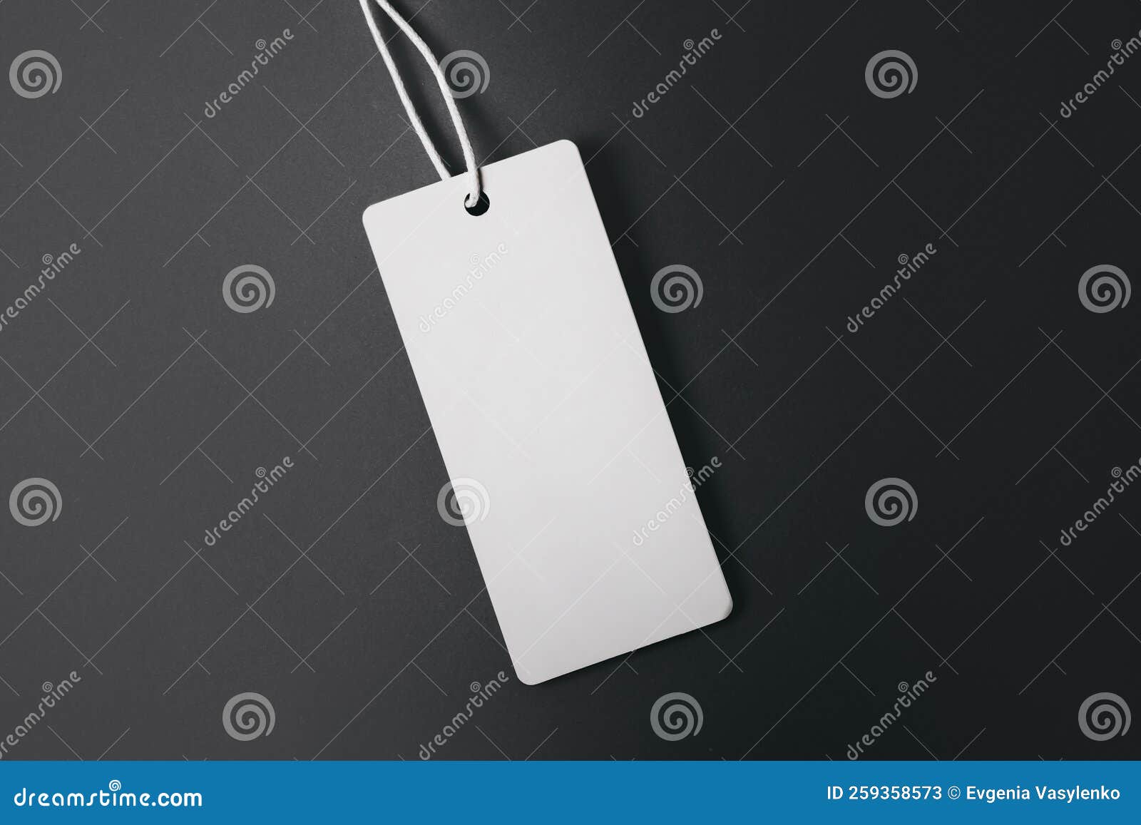 White Tag on Black Background. Mockup, Copy Space for Text Stock Image ...