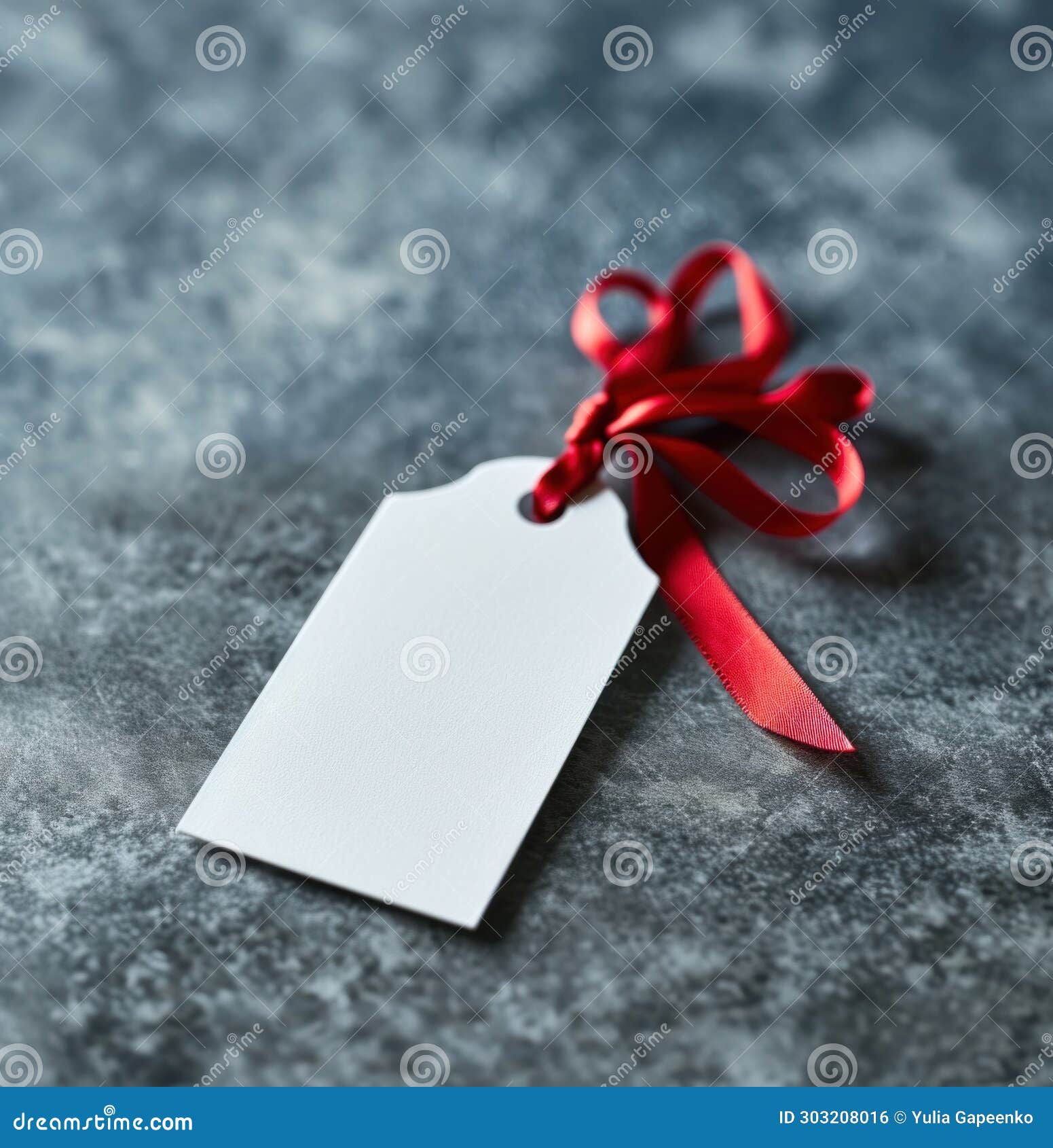 White Tag with Red Ribbon Hanging on Grey Stock Illustration ...