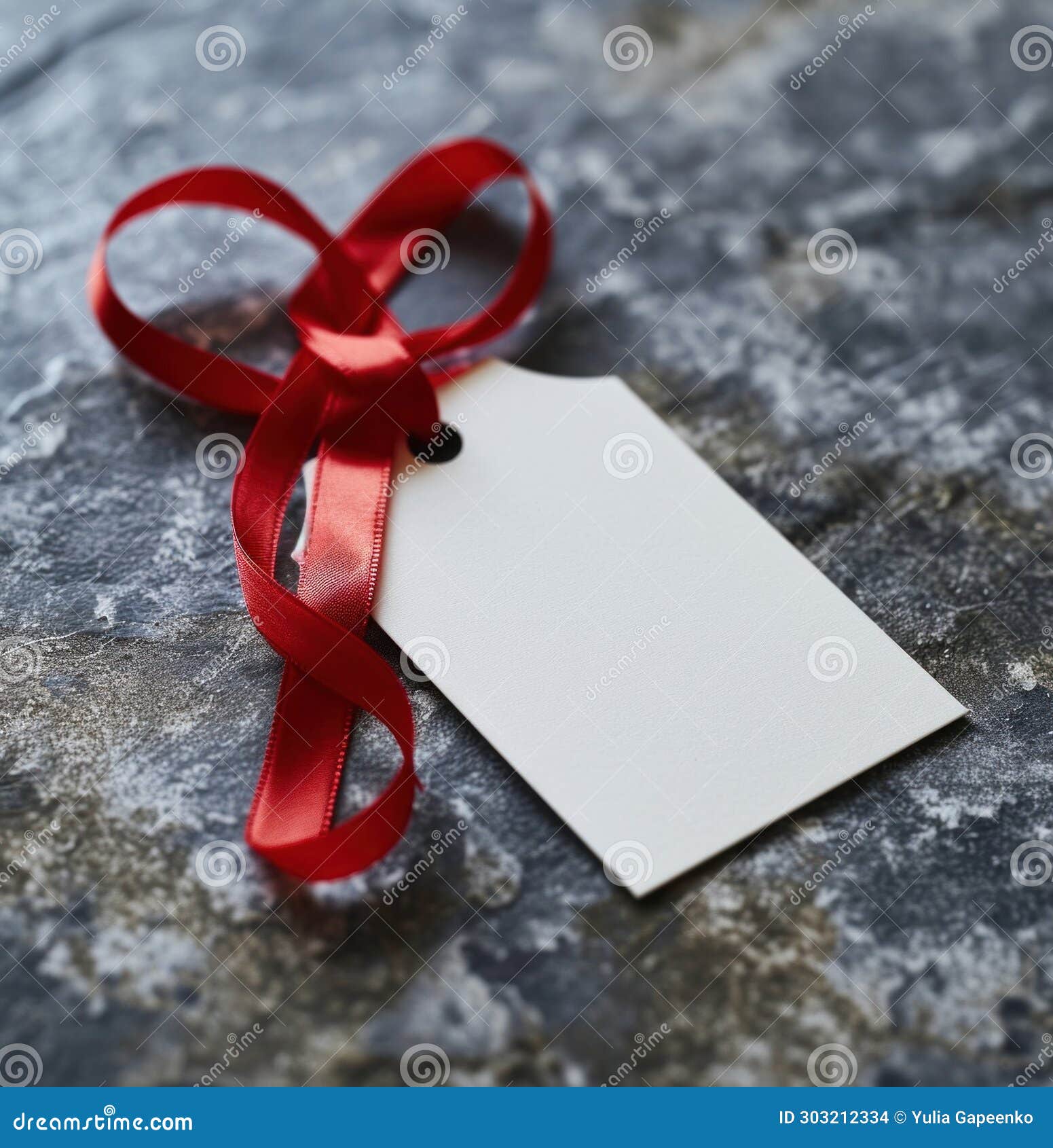 White Tag with Red Ribbon Hanging on Grey Stock Illustration ...