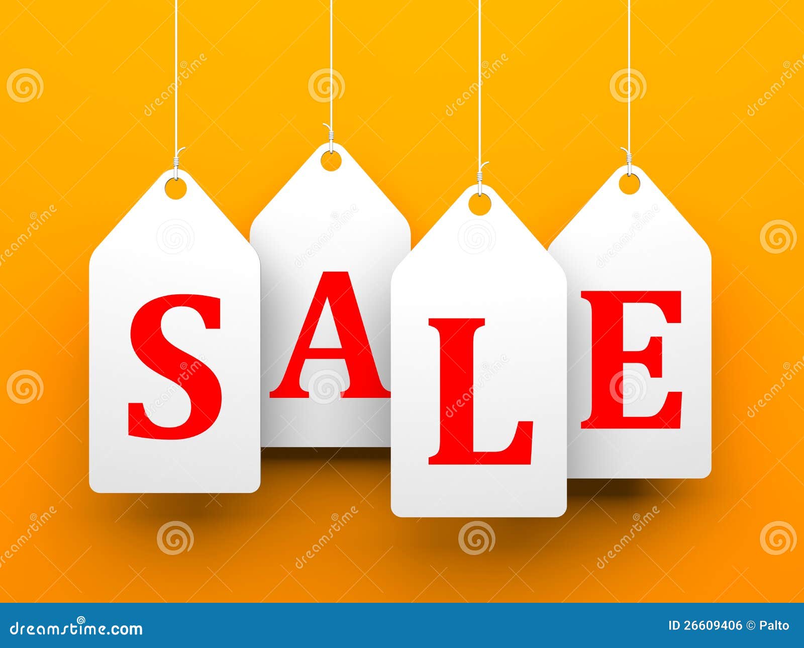 White Tags with Word Sale on Orange Background Stock Illustration ...