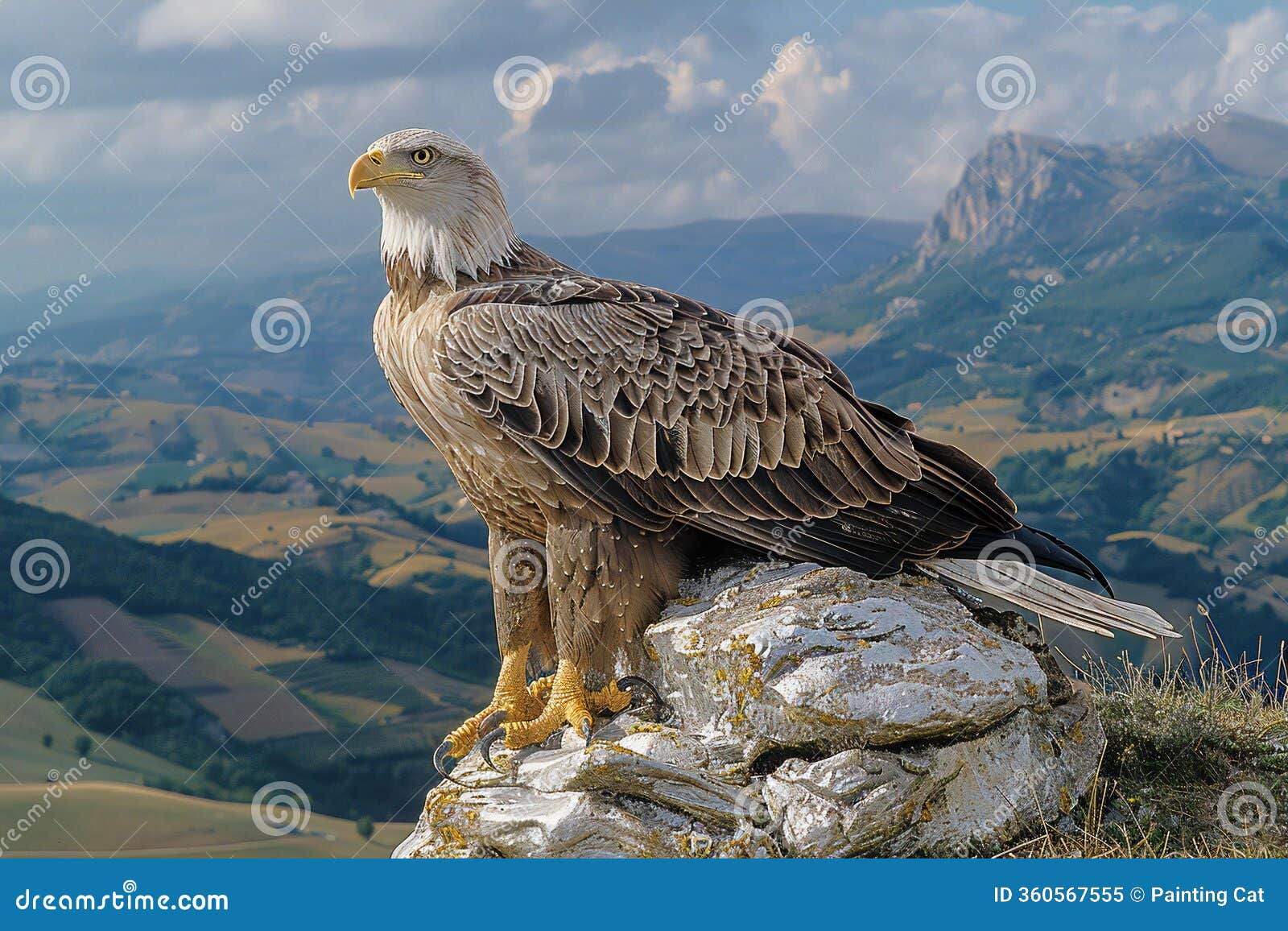 White-tailed Eagle Sitting on a Rock in the Mountains of the Caucasus ...