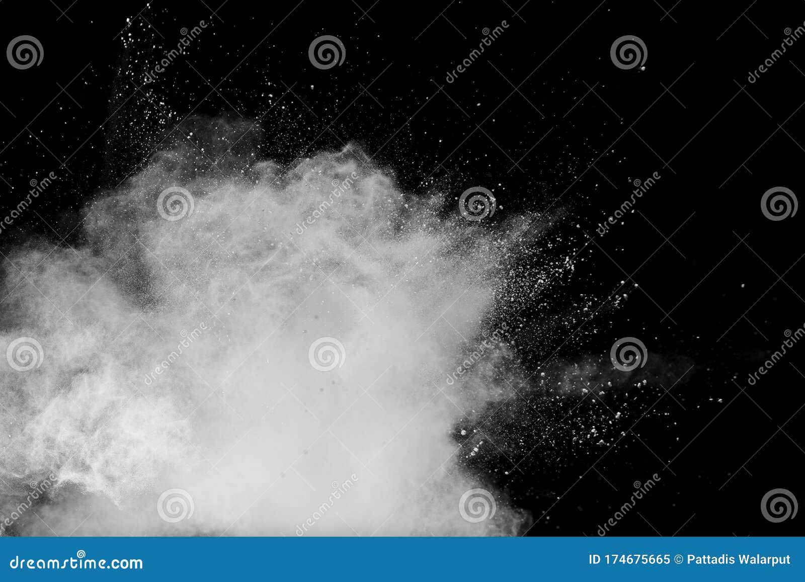 White Talcume Powder Explosion on Black Background. White Dust ...