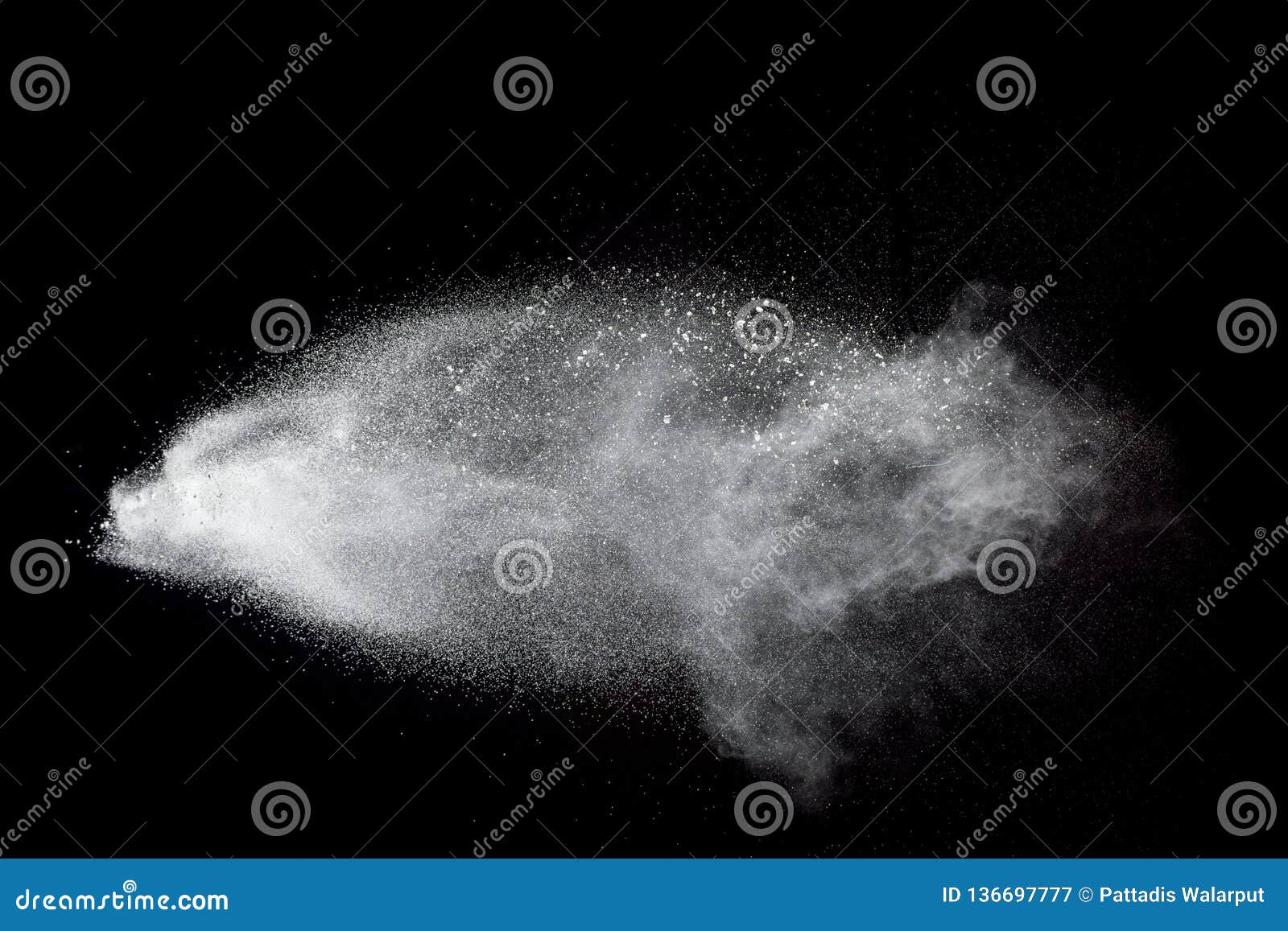 White Talcum Powder Explosion on Black Background. Stock Image - Image ...