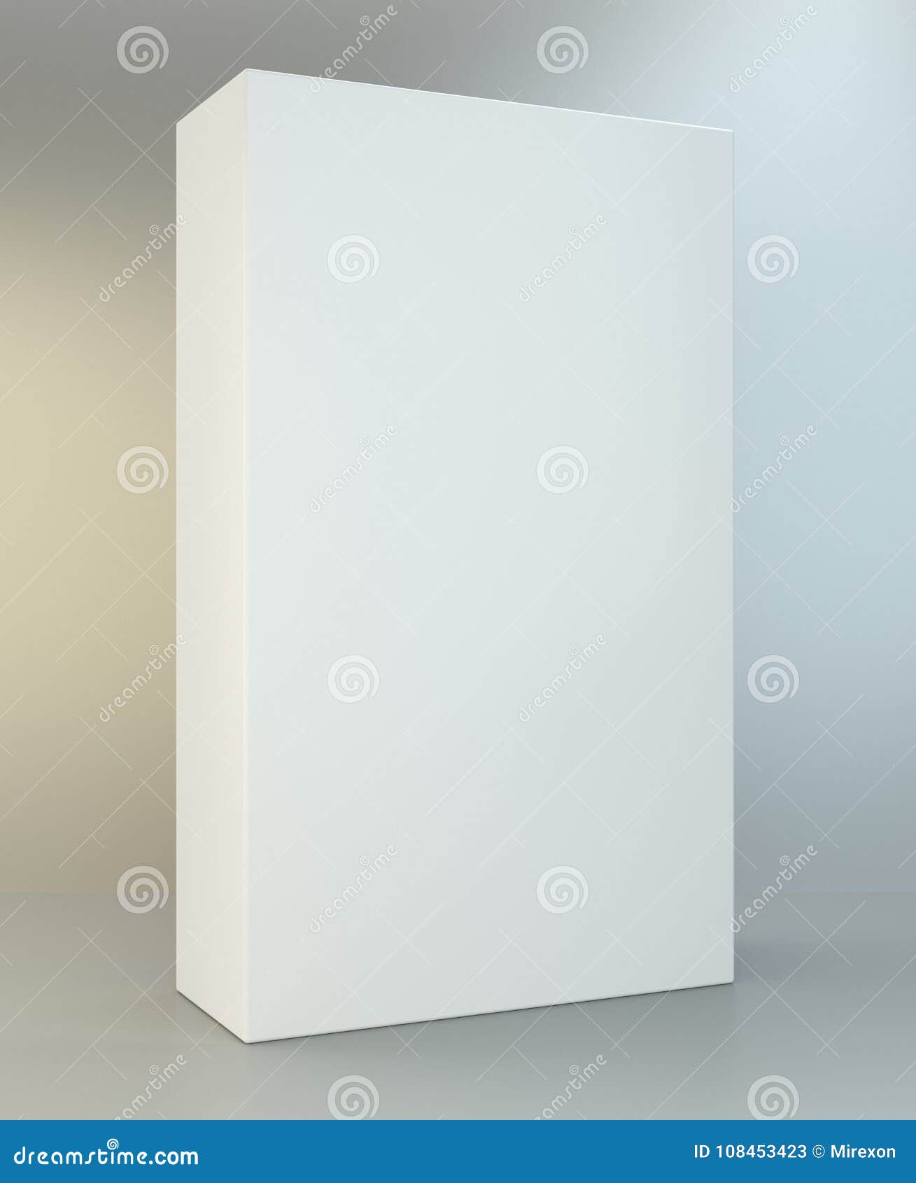 White Tall Rectangle Blank Box on Studio Background. 3D Illustration ...