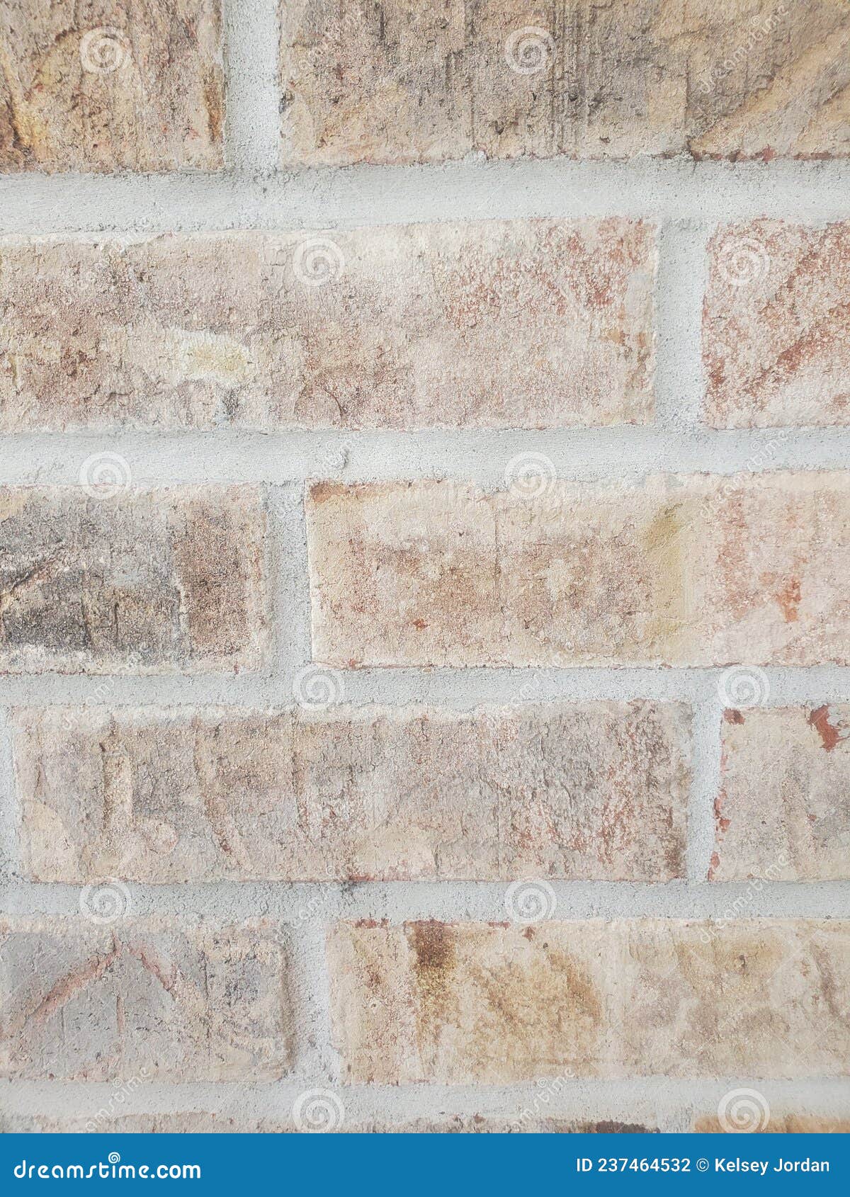 White, Tan, and Light Red Brick with Light Gray Mortar Up Close Stock ...