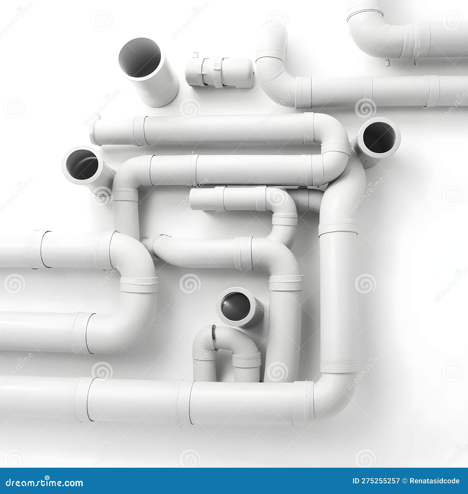 White Tangled Plastic Pipework on a White Empty Background Stock ...