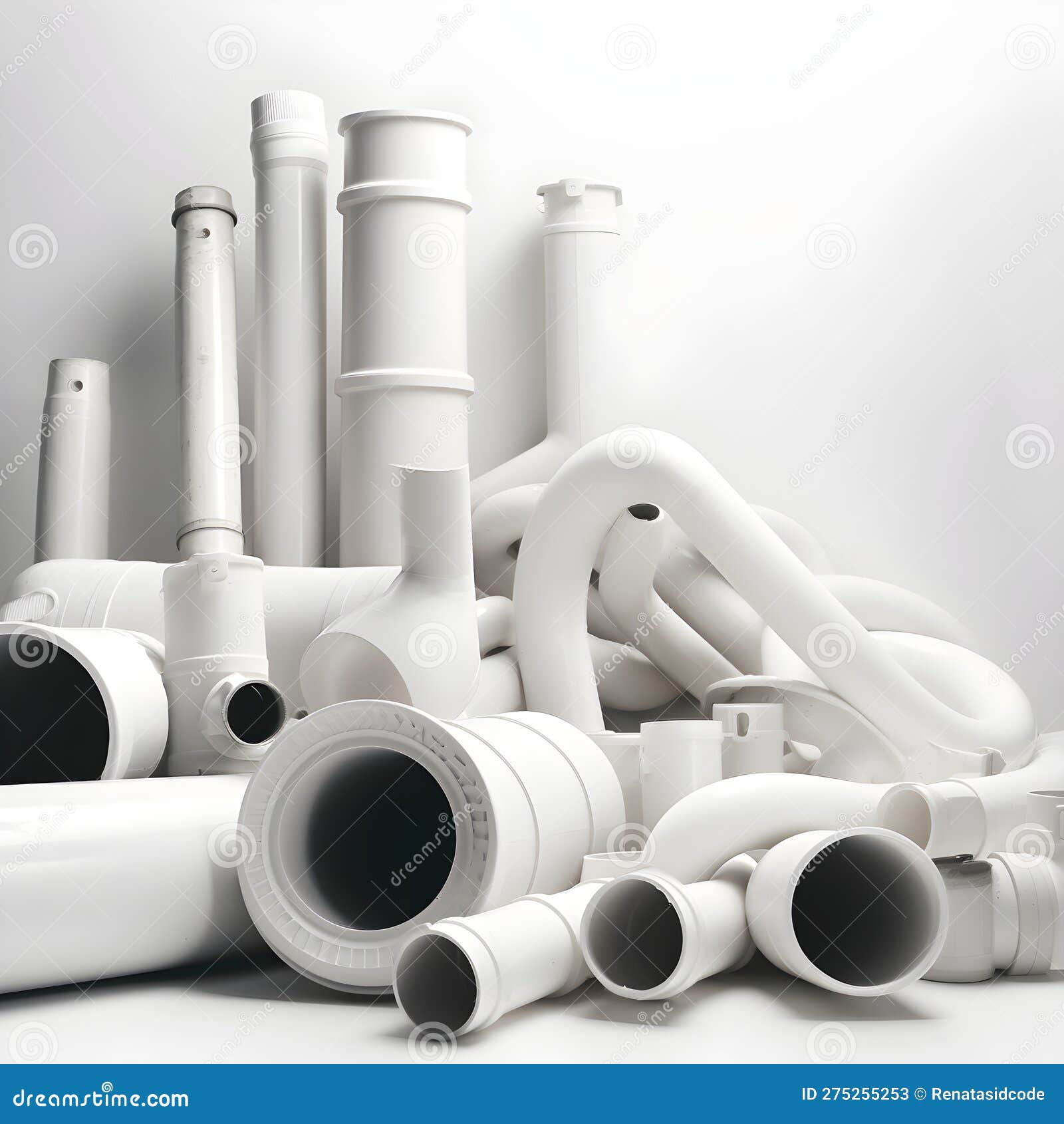 White Tangled Plastic Pipework on a White Empty Background Stock ...