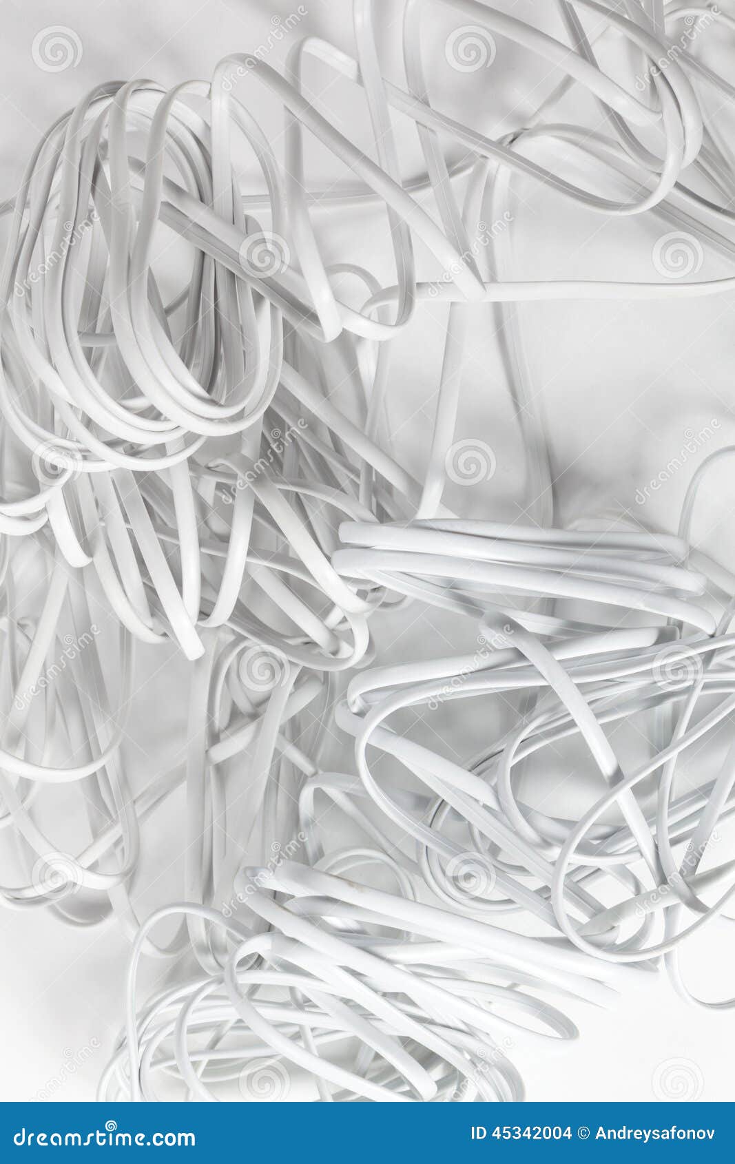 White Tangled Wires on Table Stock Photo - Image of mess, information ...
