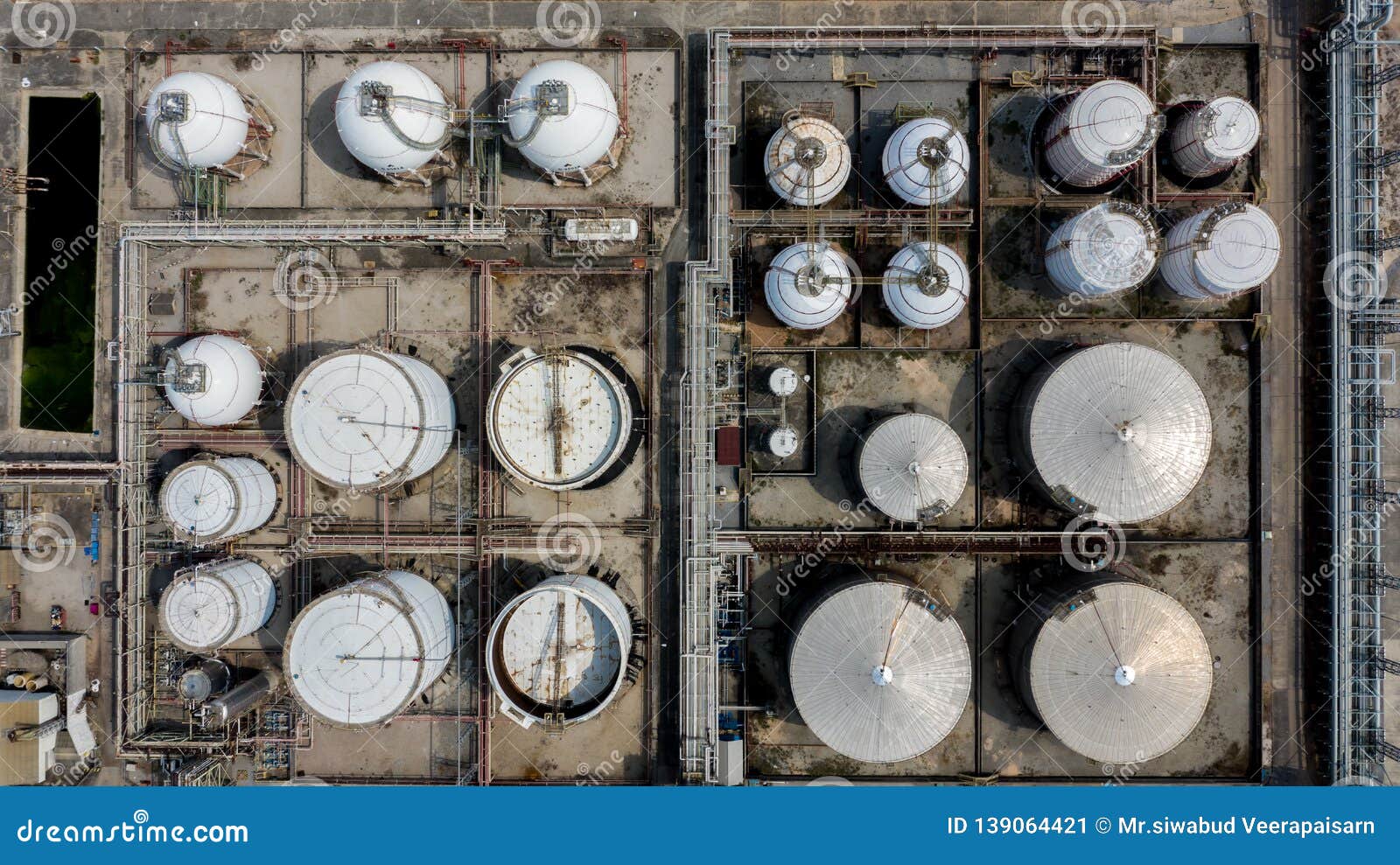 White Tank in Tank Farm, Aerial Top View Stock Image - Image of ...