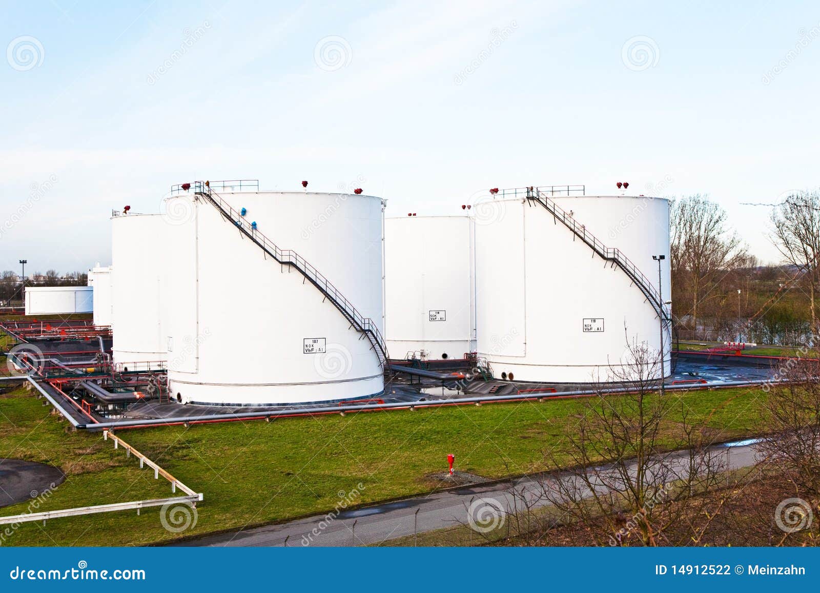 White Tanks for Petrol and Oil Stock Photo - Image of petrol, pipework ...
