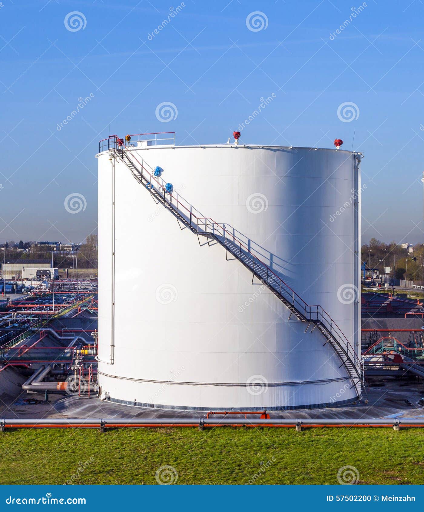 White Tanks in Tank Farm with Blue Sky Stock Photo - Image of industry ...