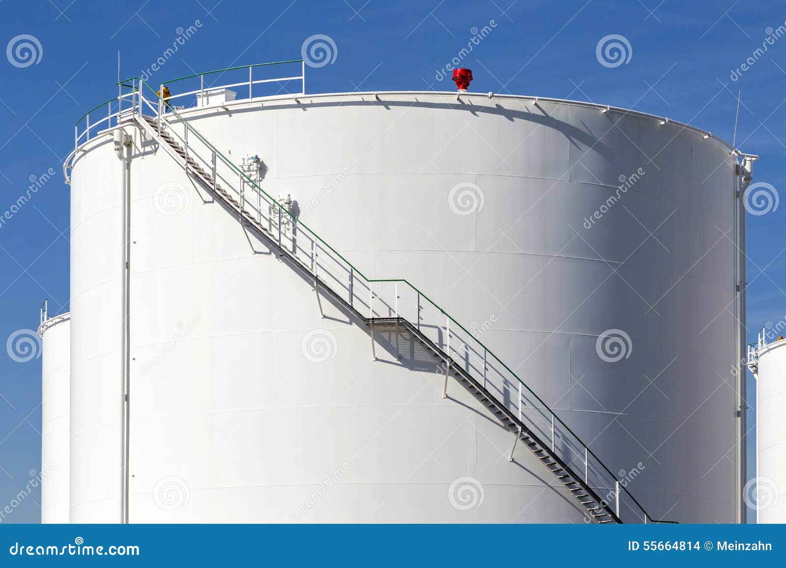 White Tanks in Tank Farm with Iron Staircase Stock Photo - Image of ...