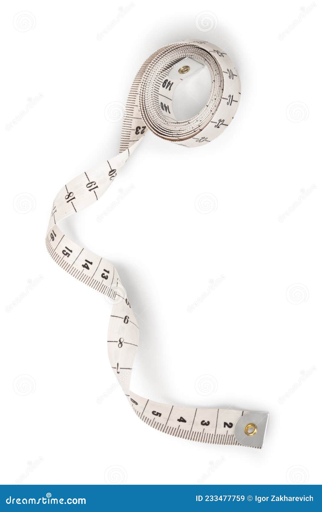 White Tape Measuring in Roll Isolated Stock Image - Image of work ...