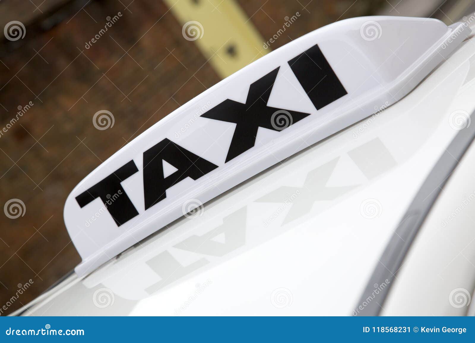 White Taxi Sign stock image. Image of trip, diagonal - 118568231