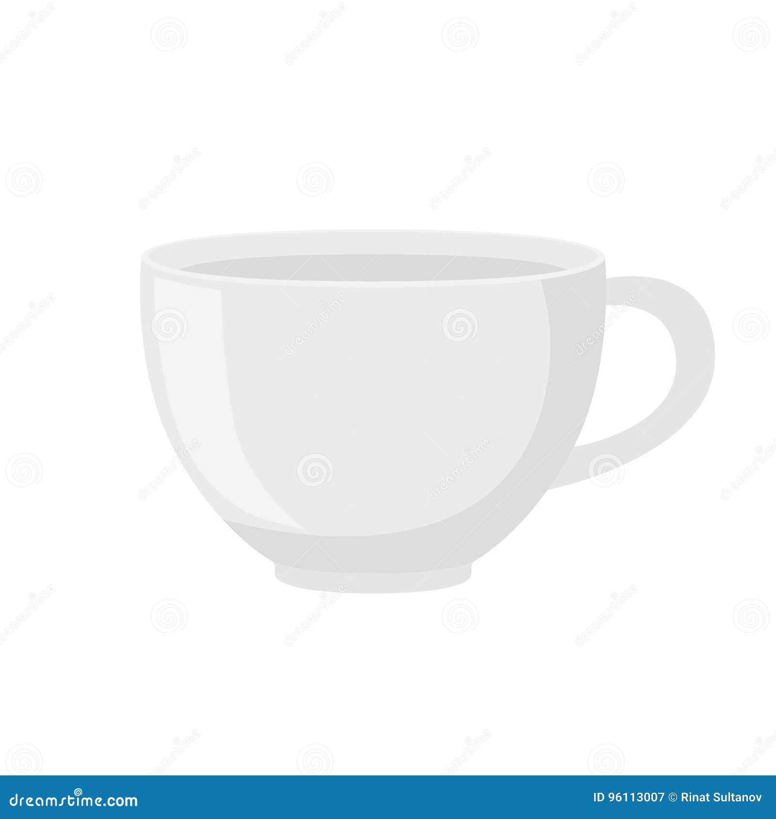White Tea Cup in Cartoon Flat Style. Vector Illustration Stock Vector ...