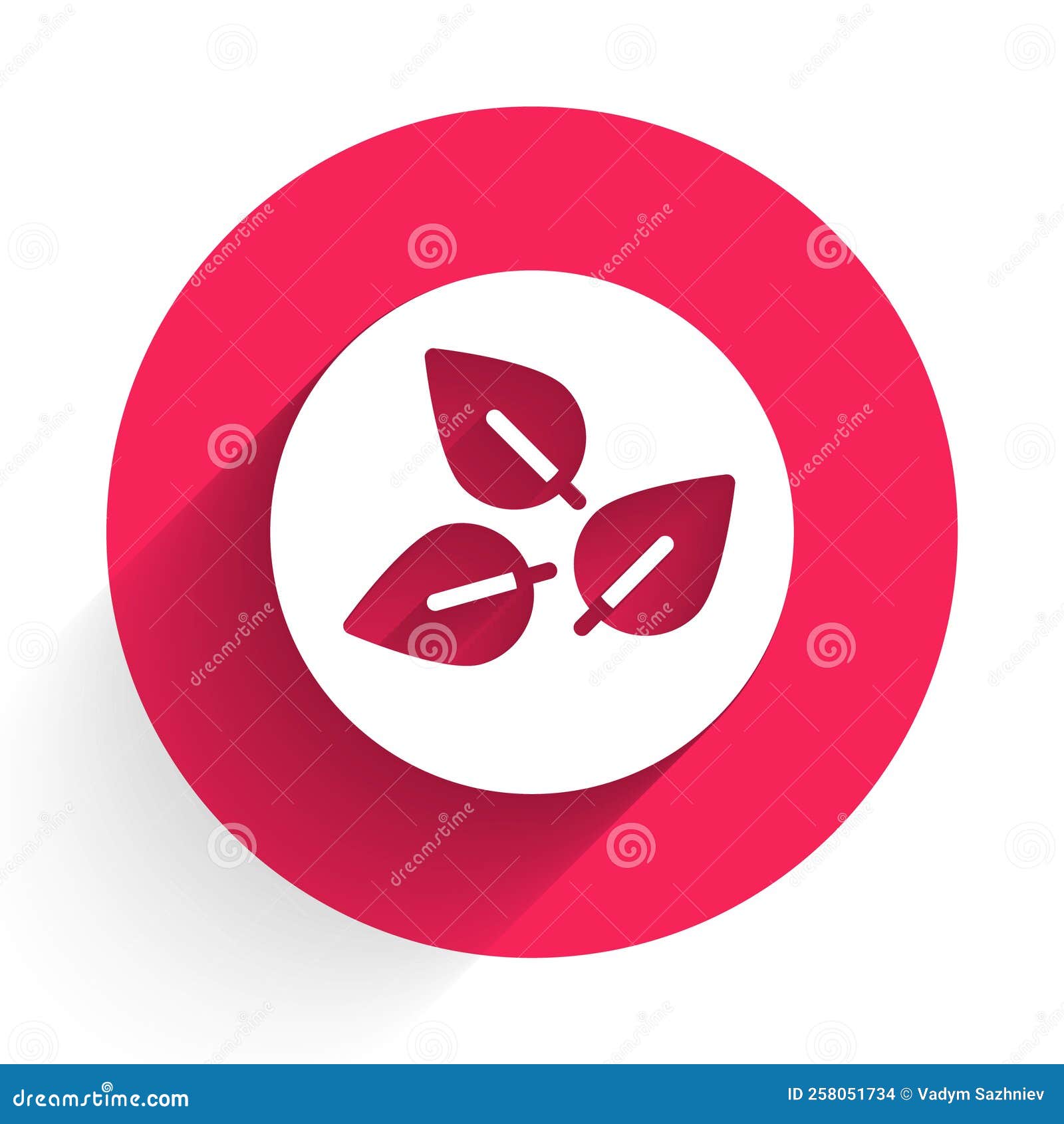 White Tea Leaf Icon Isolated with Long Shadow Background. Tea Leaves ...