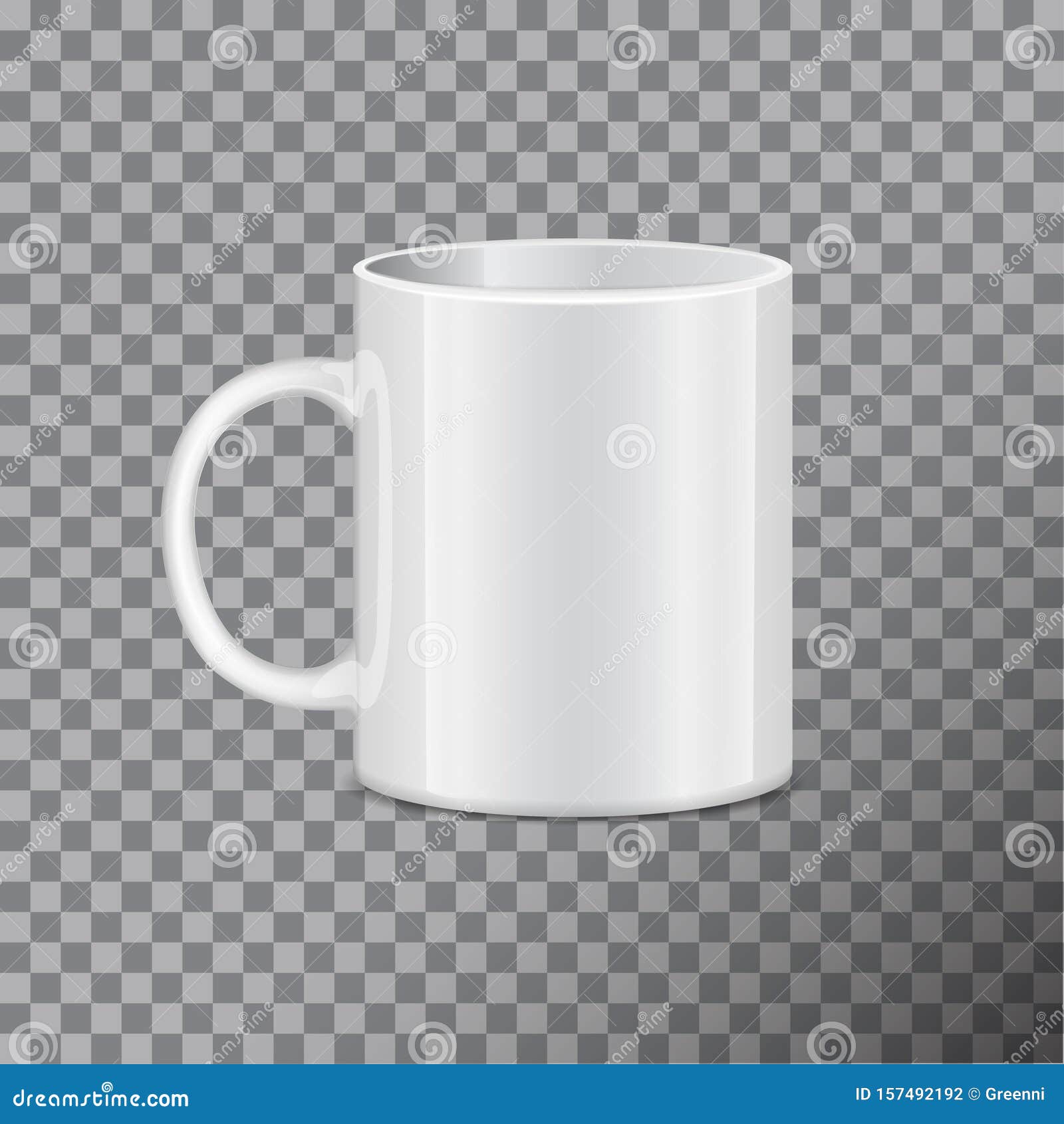 White tea mug. Side view stock vector. Illustration of handle - 157492192