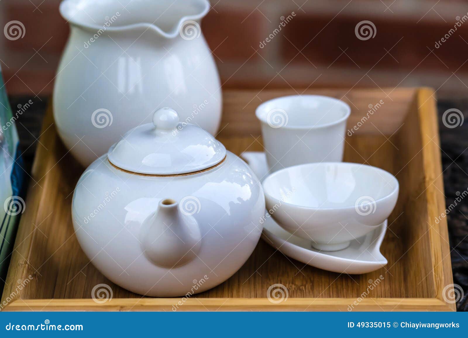 White tea set stock image. Image of teapot, artistic - 49335015